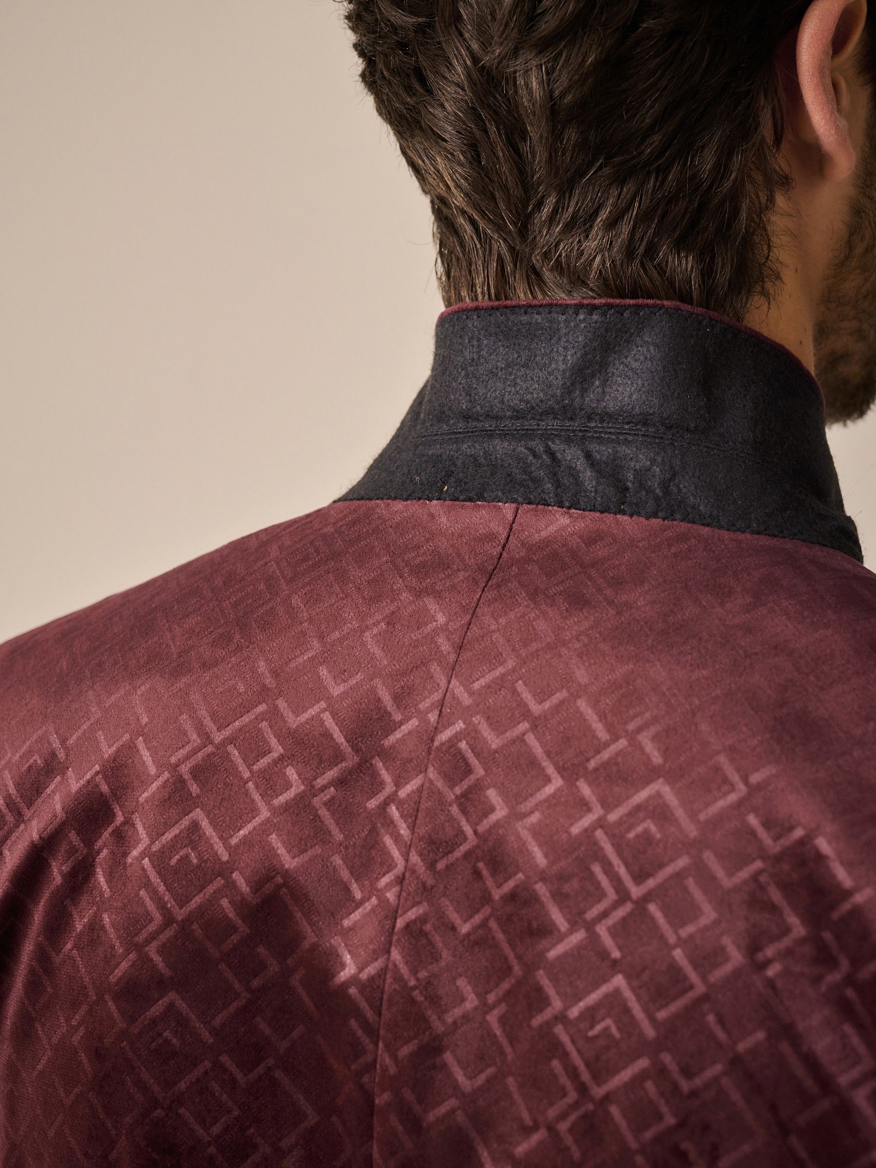 Buy Burgundy Red Geometric Slim Fit Patterned Velvet Blazer from Next ...