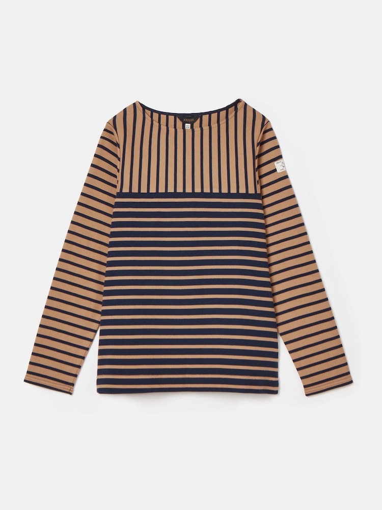Buy Joules New Harbour Tan/Navy Boat Neck Breton Top from the Next UK ...