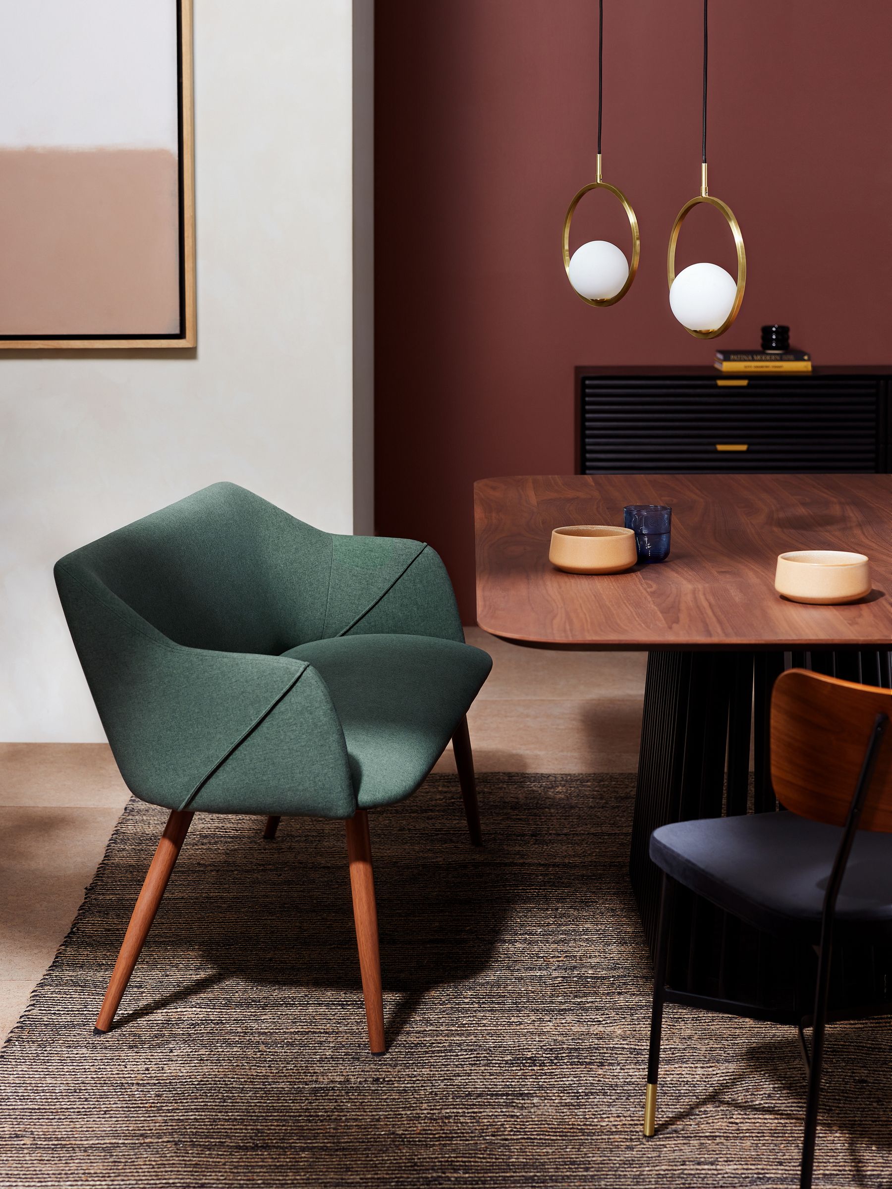 Buy MADE.COM Bay Green and Walnut Legs Lule Dining Bench from the Next ...