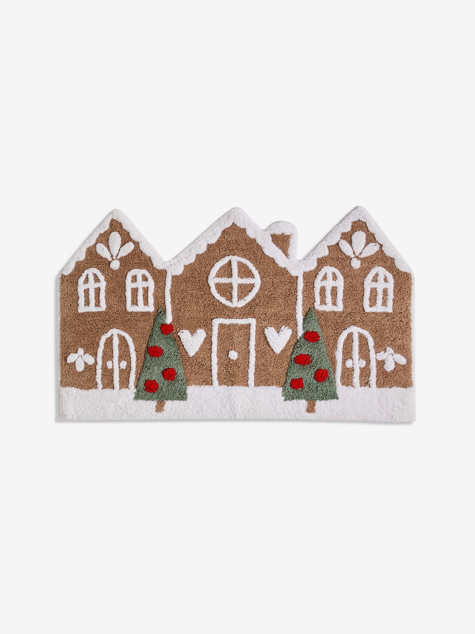 Buy Brown Christmas Gingerbread House 100% Cotton Bath Mat from the ...