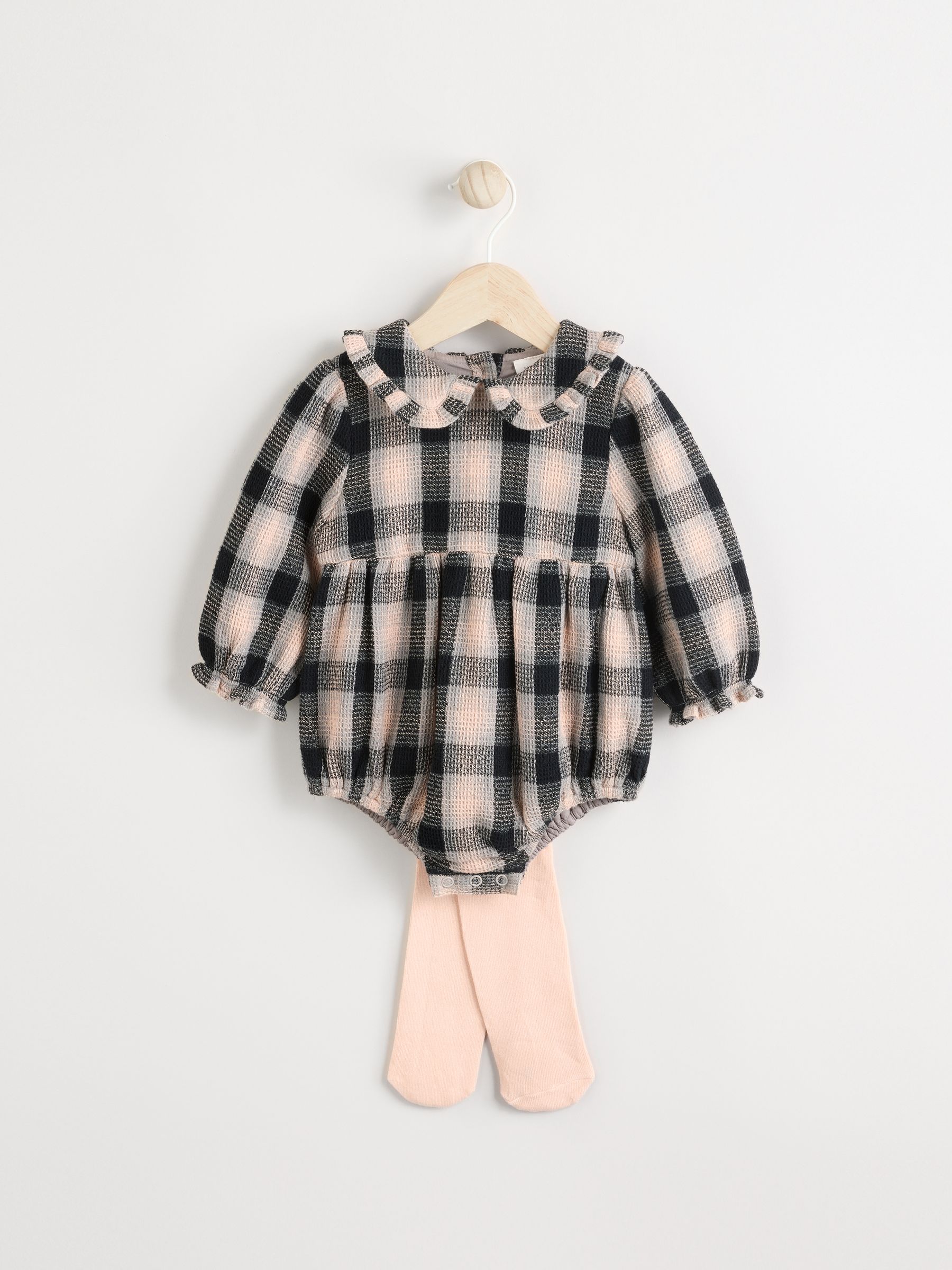 Buy Grey/White Check Baby Bloomer Romper with Tights Set (0mths-3yrs ...