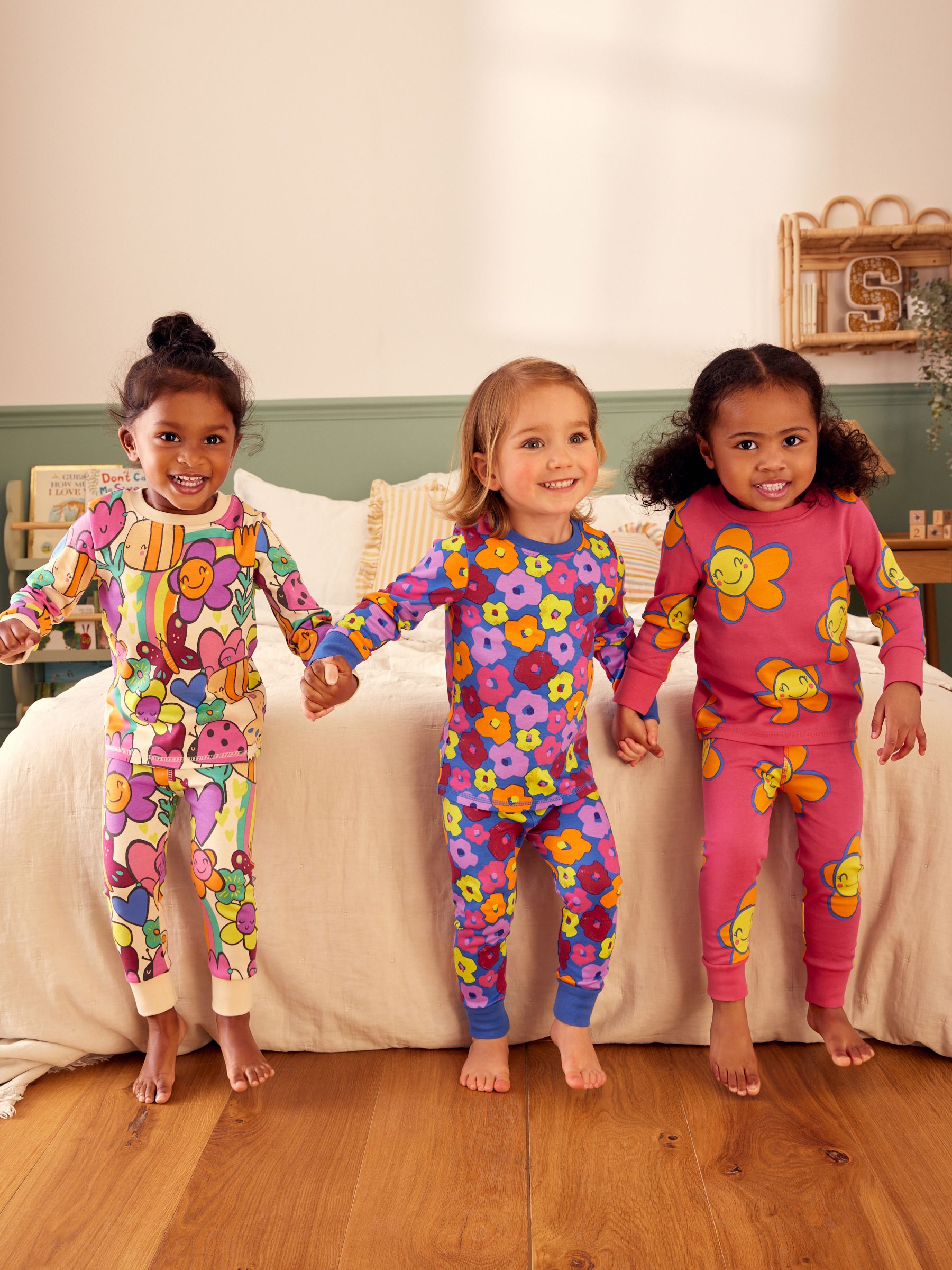 Buy Pink/Blue Character Printed Snuggle Pyjamas 3 Pack (9mths-12yrs ...