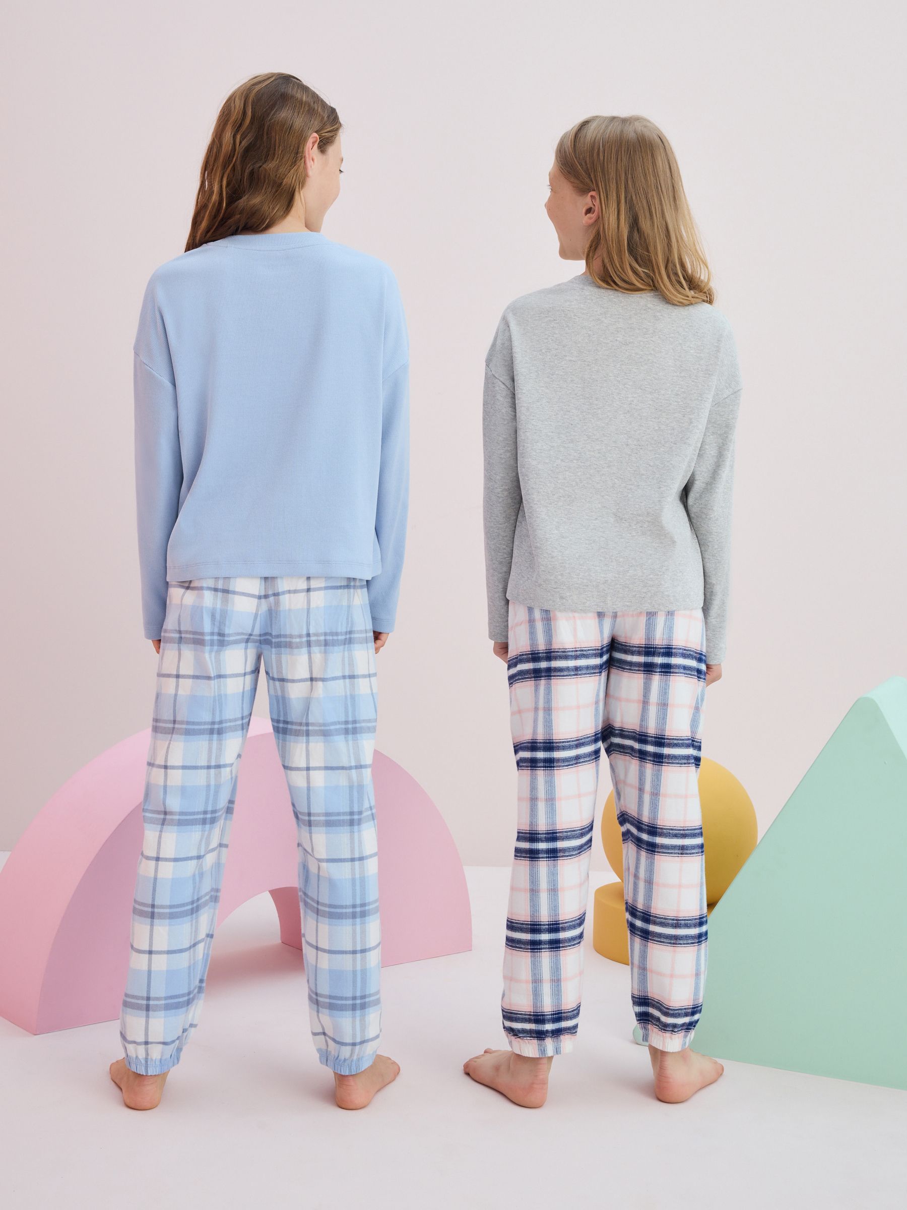 Buy Blue/Grey Woven Check Pyjamas 2 Pack (3-16yrs) from Next Saudi Arabia