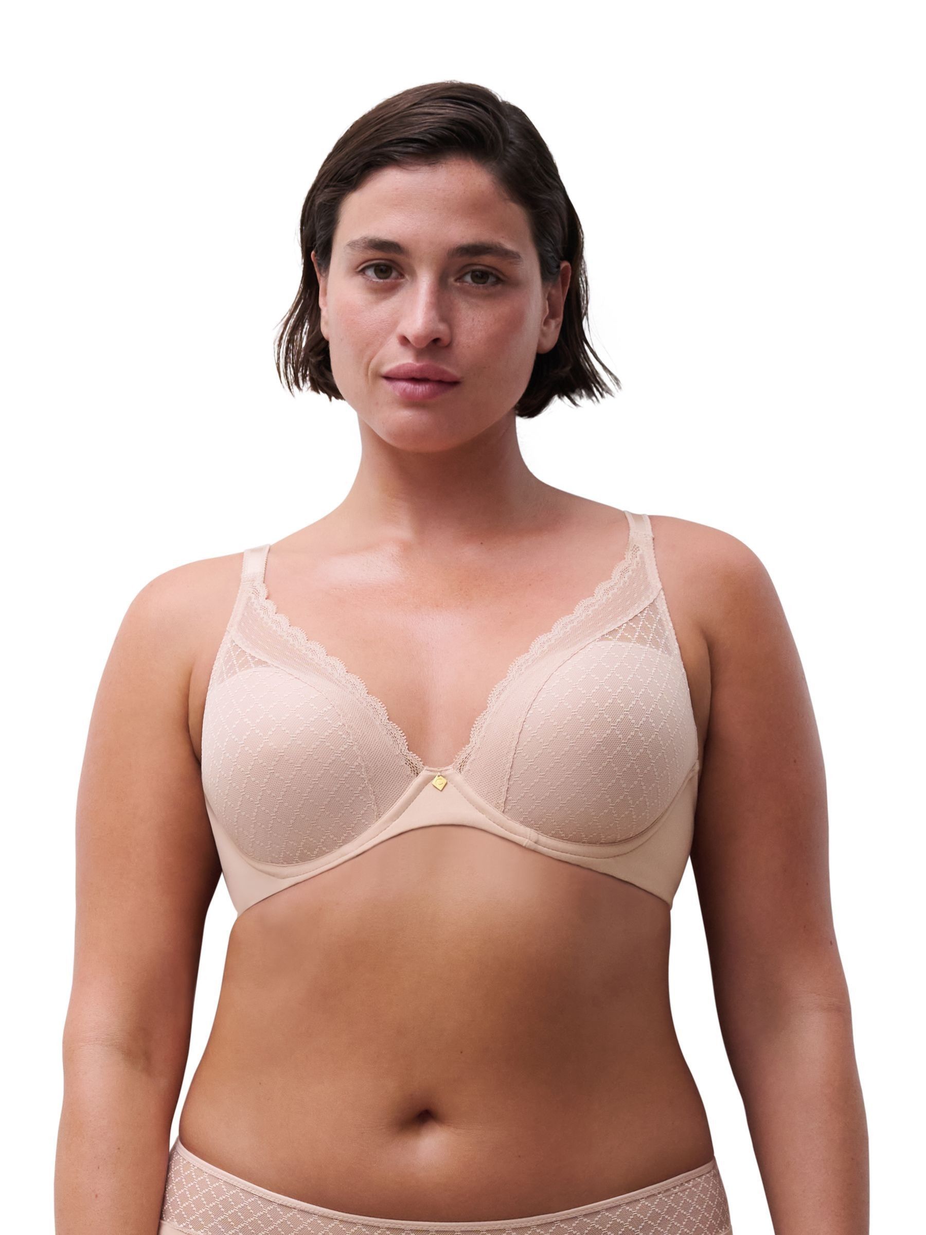 Buy Chantelle Dusky Pink Norah Chic Soft Feel Plunge Underwired T-Shirt ...