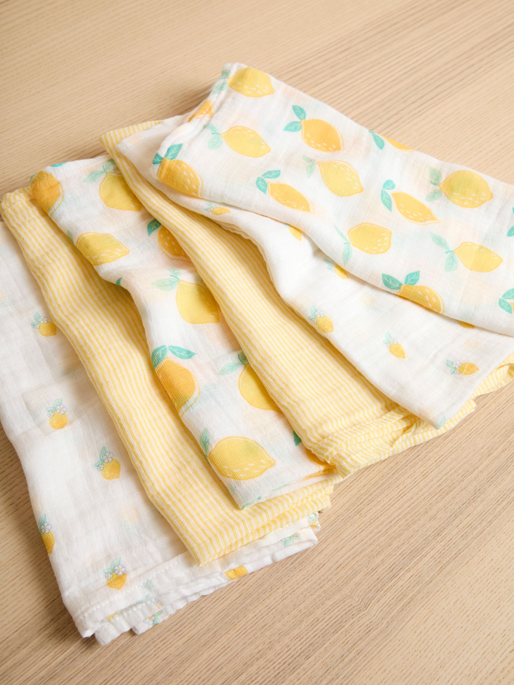 Buy JoJo Maman Bébé Yellow Lemons 6-Pack Muslins from the Next UK ...