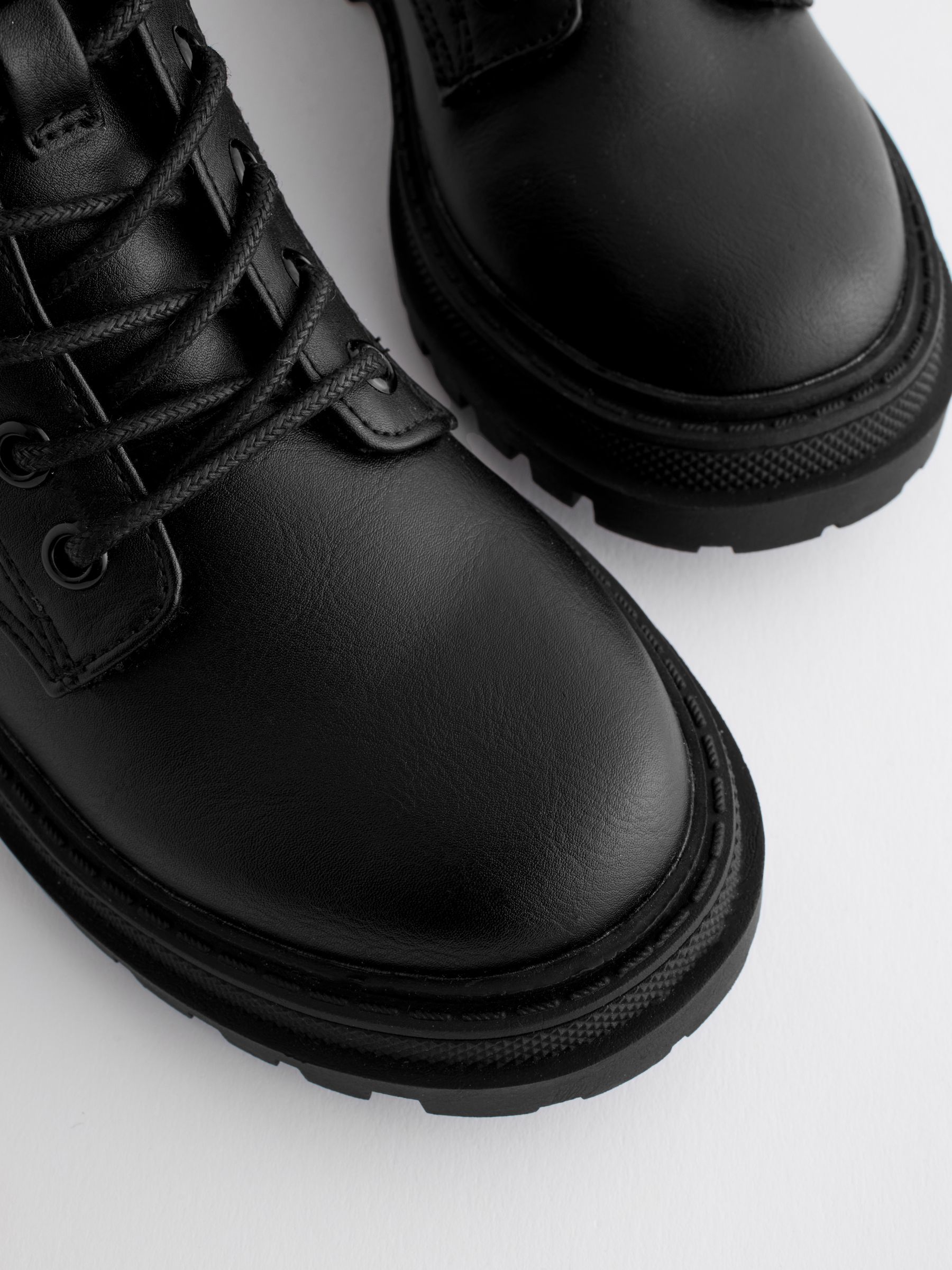 Buy Matt Black Standard Fit (F) Warm Lined Lace-Up Ankle Boots from the ...