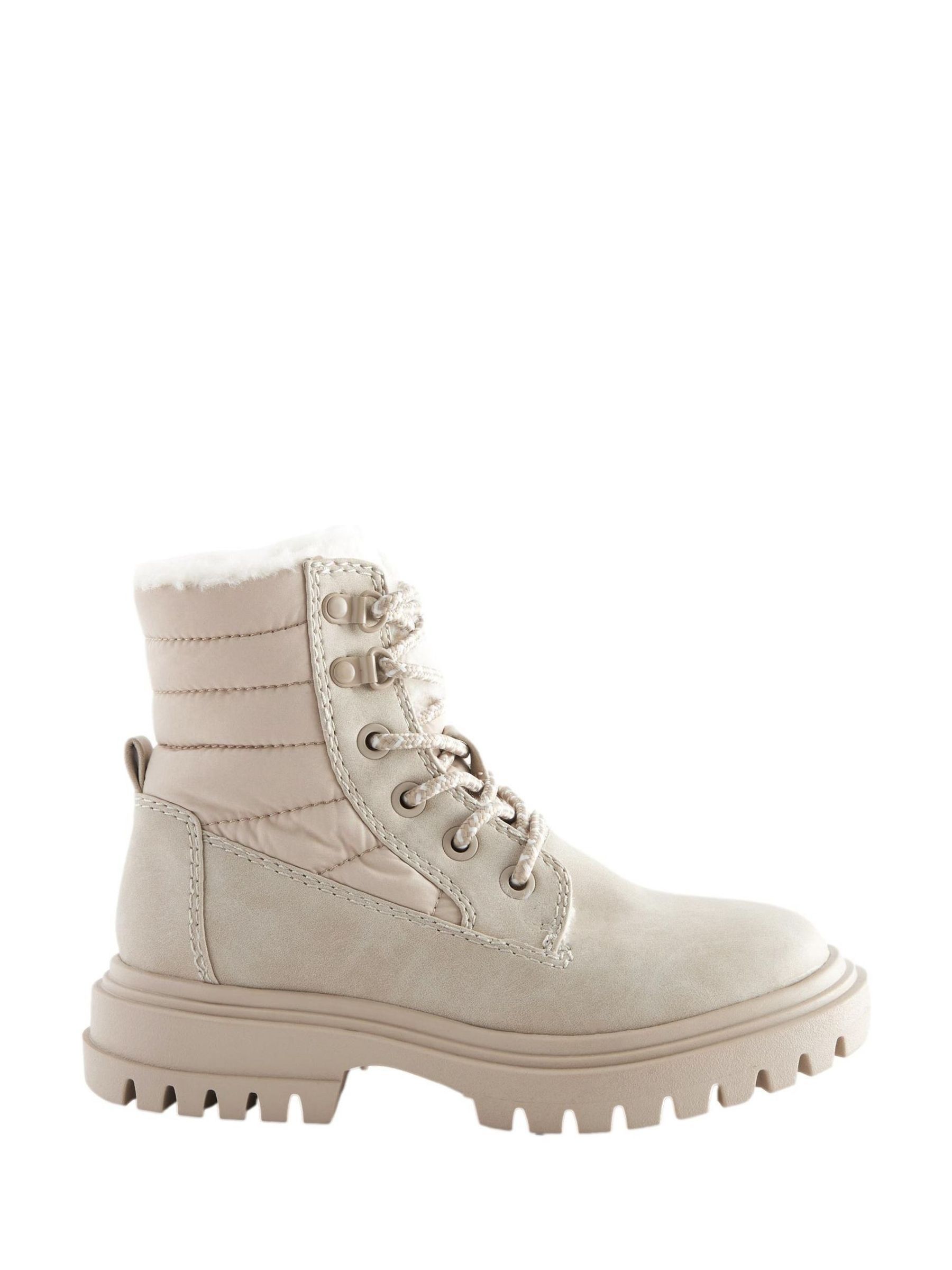 Buy Neutral Quilted Lace Up Boots from Next Ireland