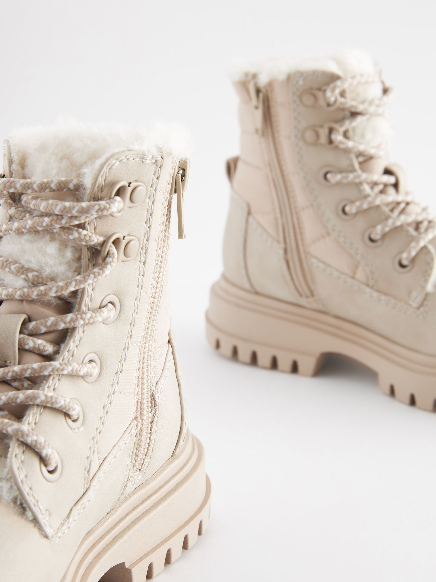 Buy Neutral Quilted Lace Up Boots from Next Ireland