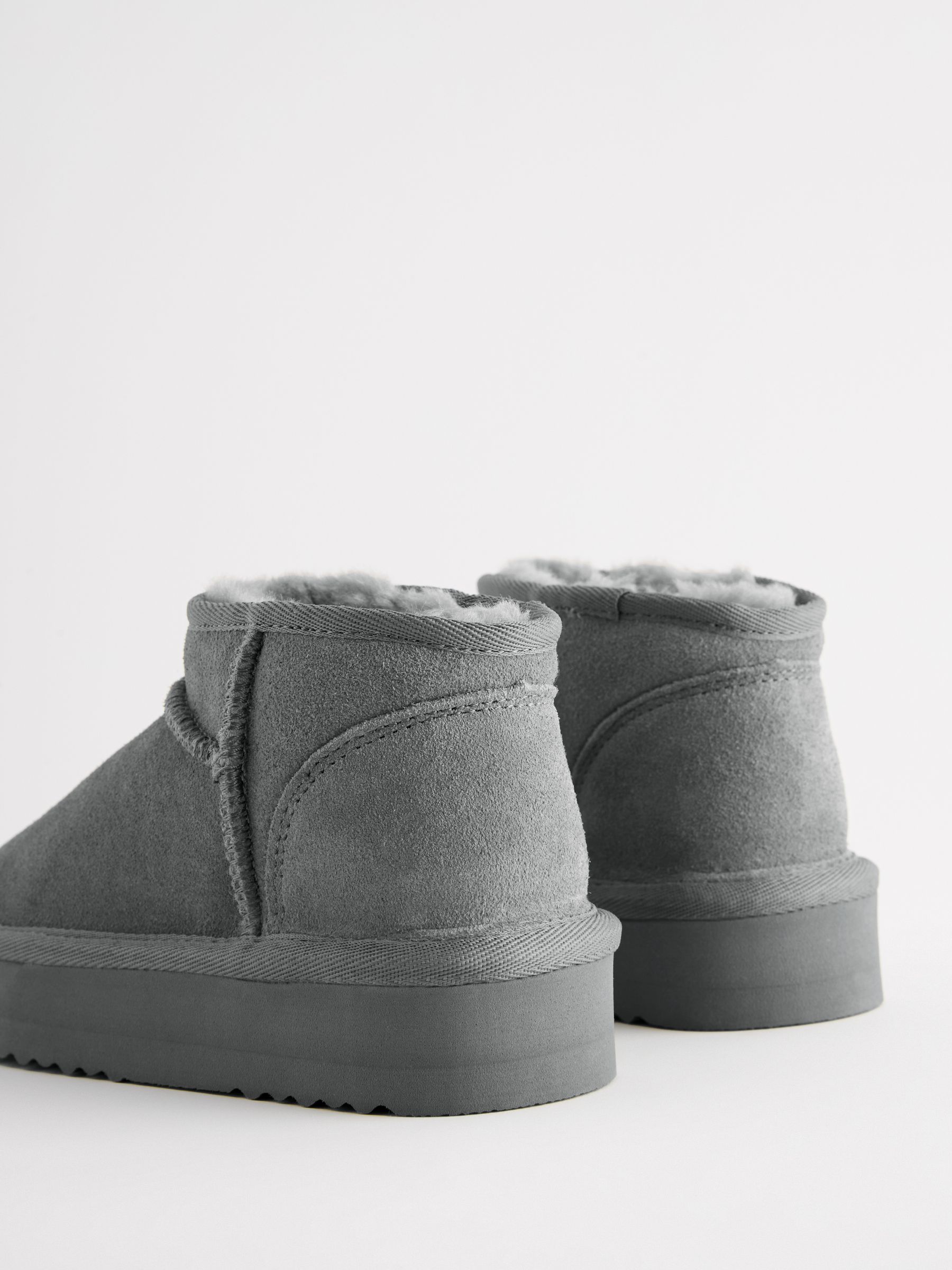 Buy Grey Flatform Mini Warm Lined Water Repellent Suede Pull-On Boots ...