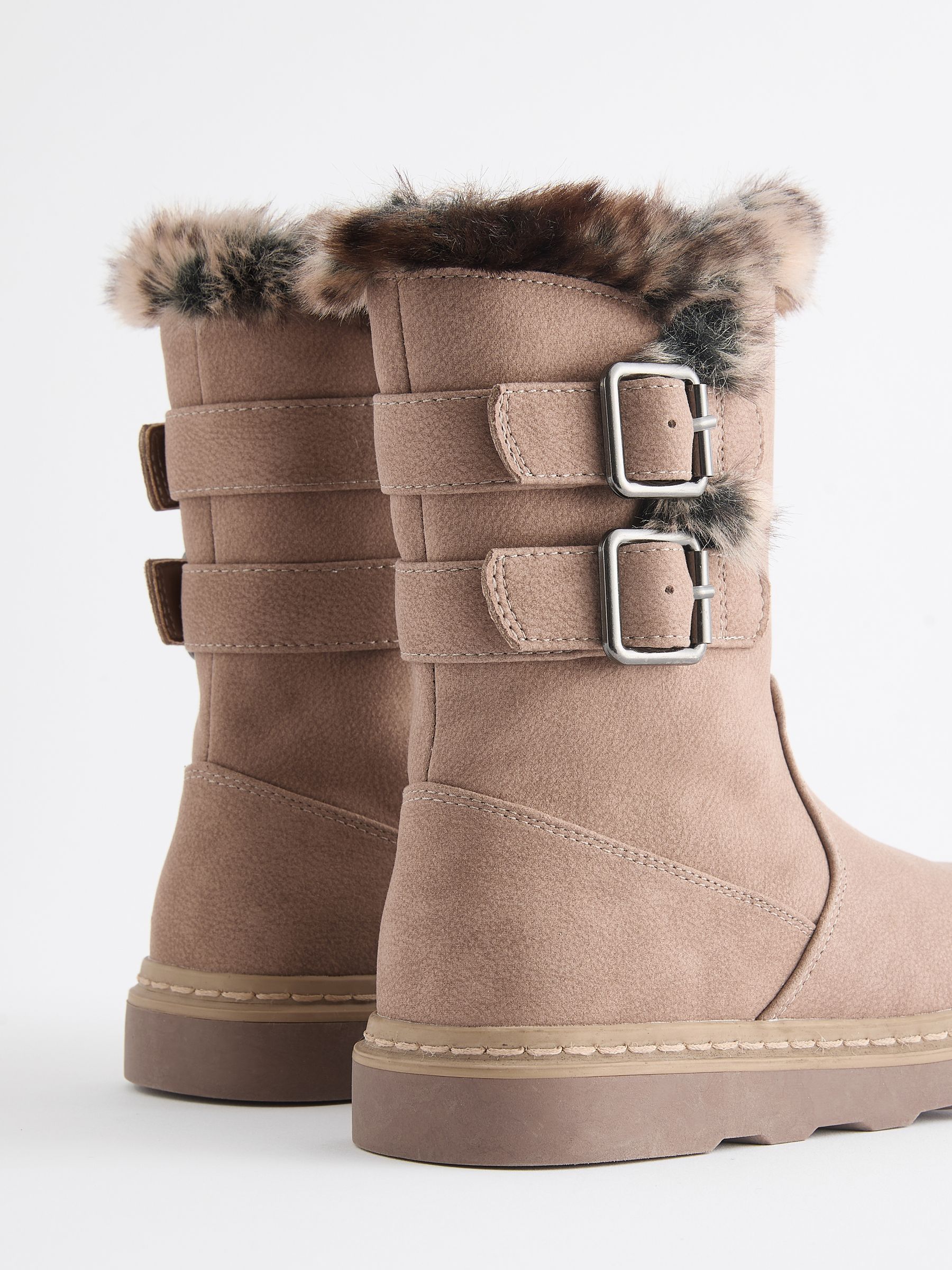 Buy Neutral Brown Standard Fit (F) Warm Lined Zip Boots from the Next ...