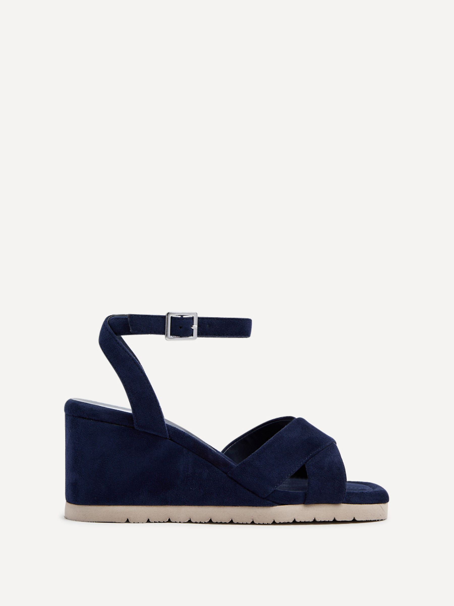 Buy Linzi Blue Imogen Lightweight Faux Suede Crossover Front Wedge from ...