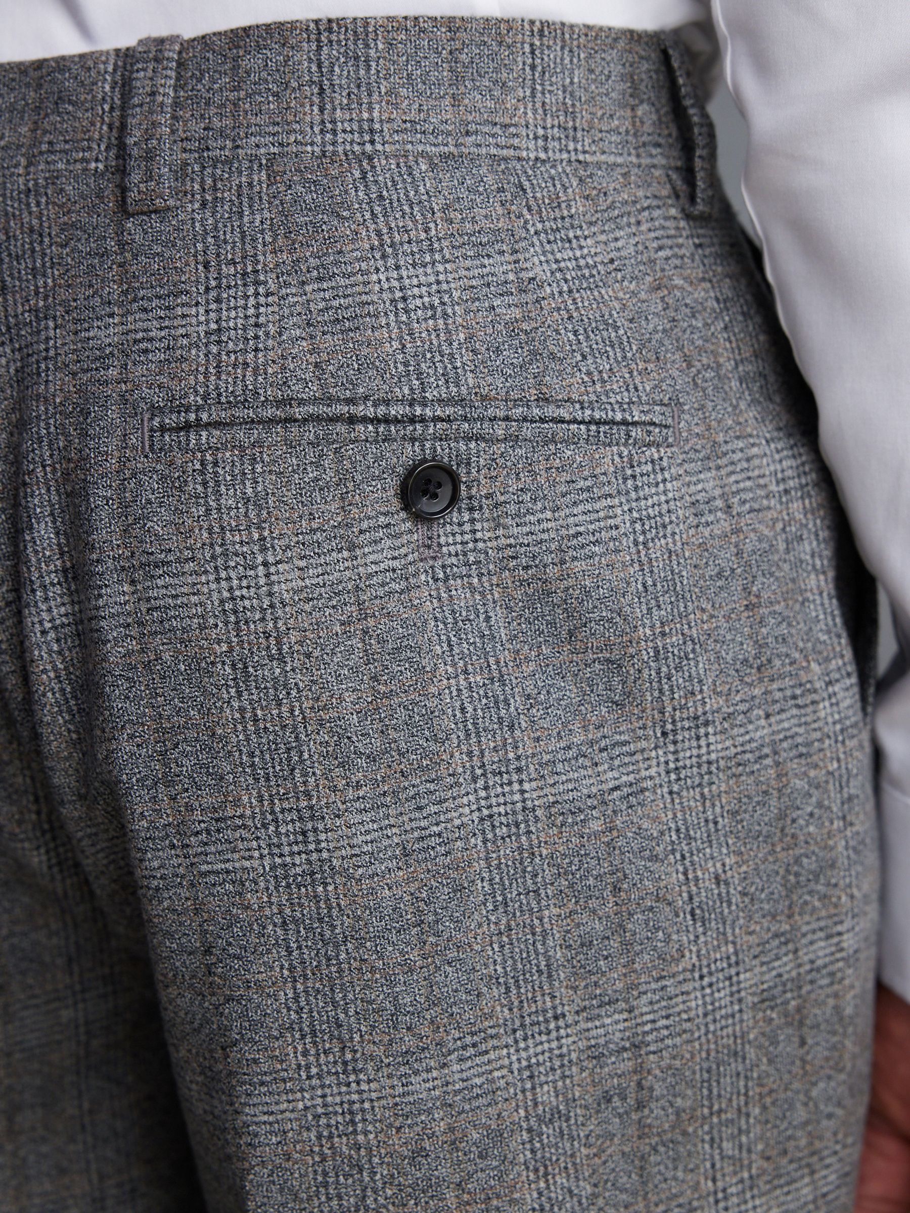 Buy Grey Signature Marzotto Check Italian Wool Suit Trousers from the ...