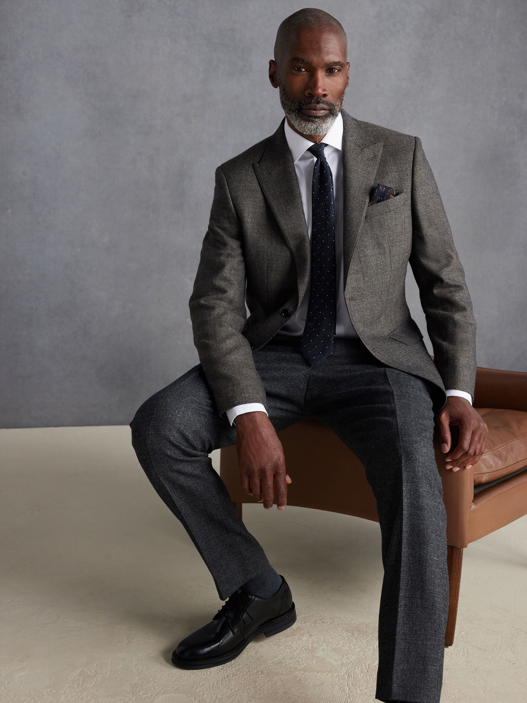 Buy Neutral Slim Fit Signature TG Di Fabio Italian Fabric Textured Suit ...