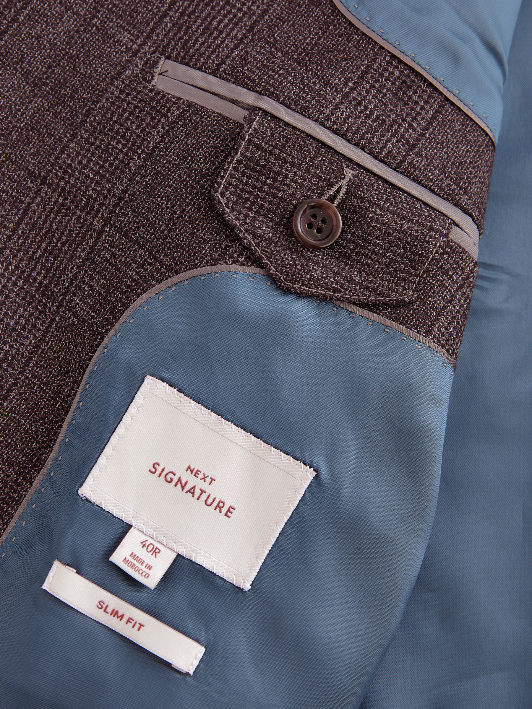 Buy Burgundy Red Slim Fit Signature Marzotto Check Suit: Jacket from ...