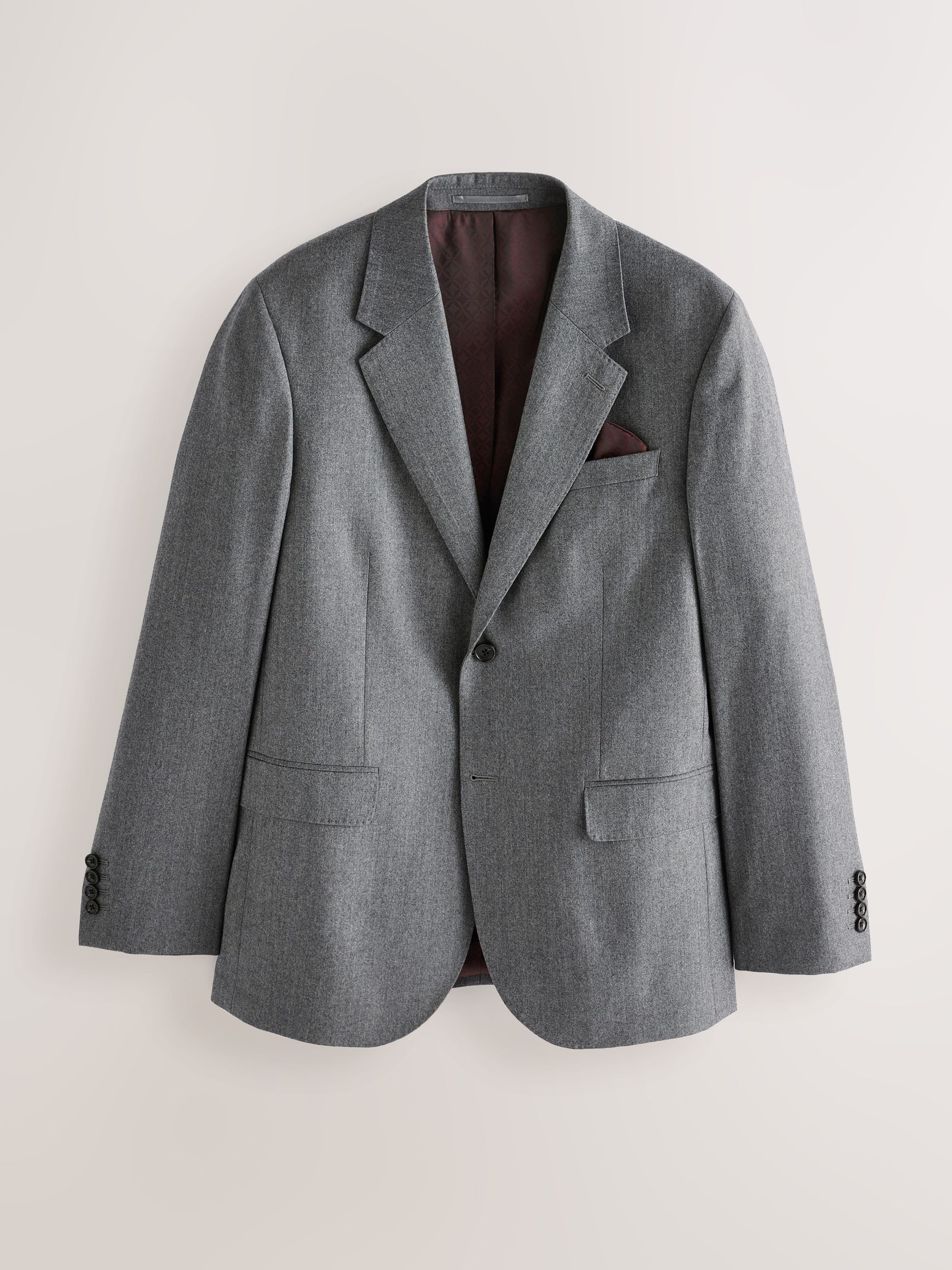 Buy Grey Slim Fit Signature Zignone Italian Wool Cashmere Blend Flannel ...