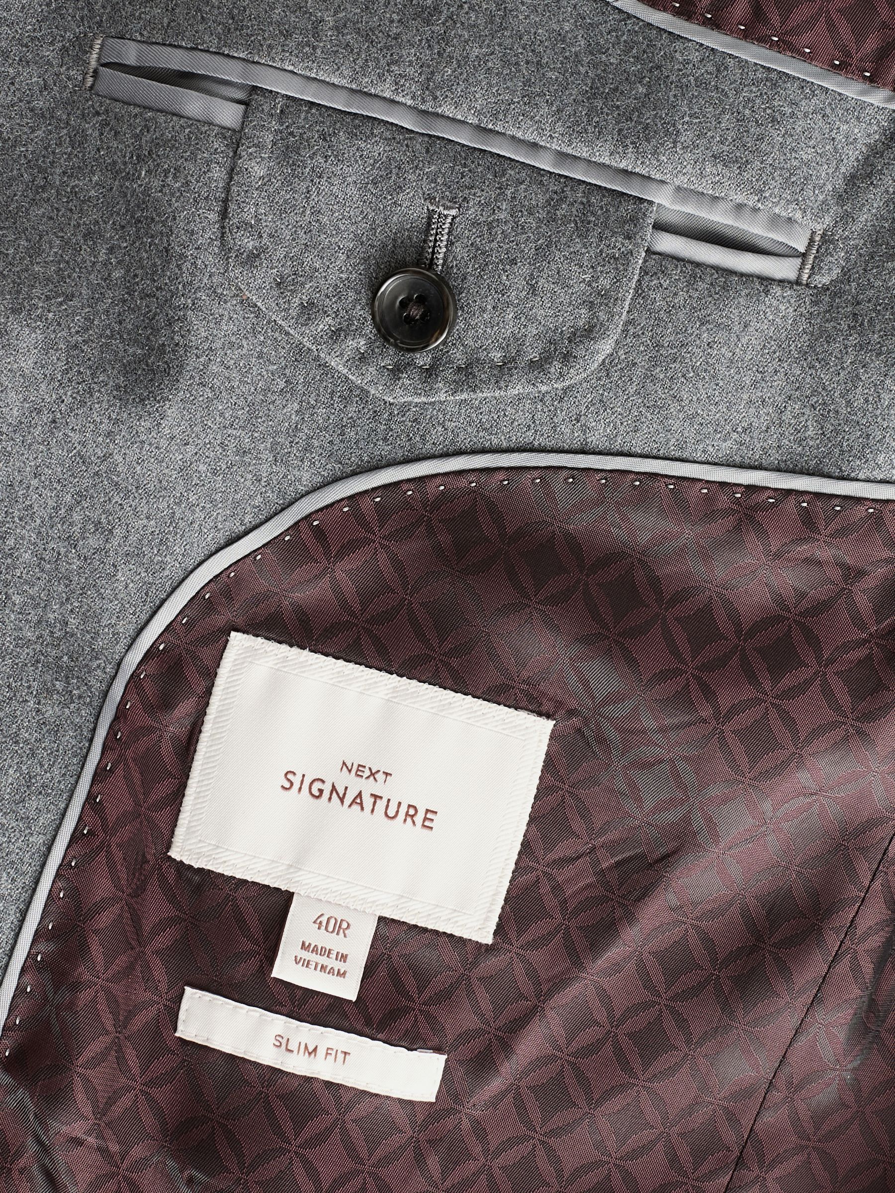 Buy Grey Slim Fit Signature Zignone Italian Wool Cashmere Blend Flannel ...