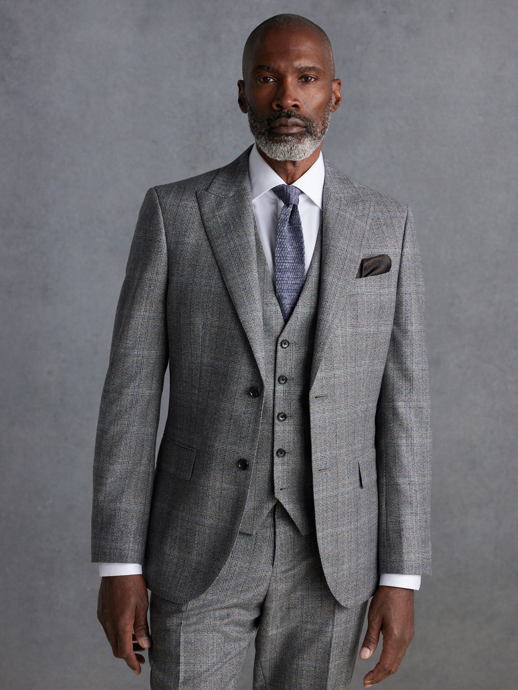 Buy Grey Signature Marzotto Check Italian Wool Suit Jacket from the ...