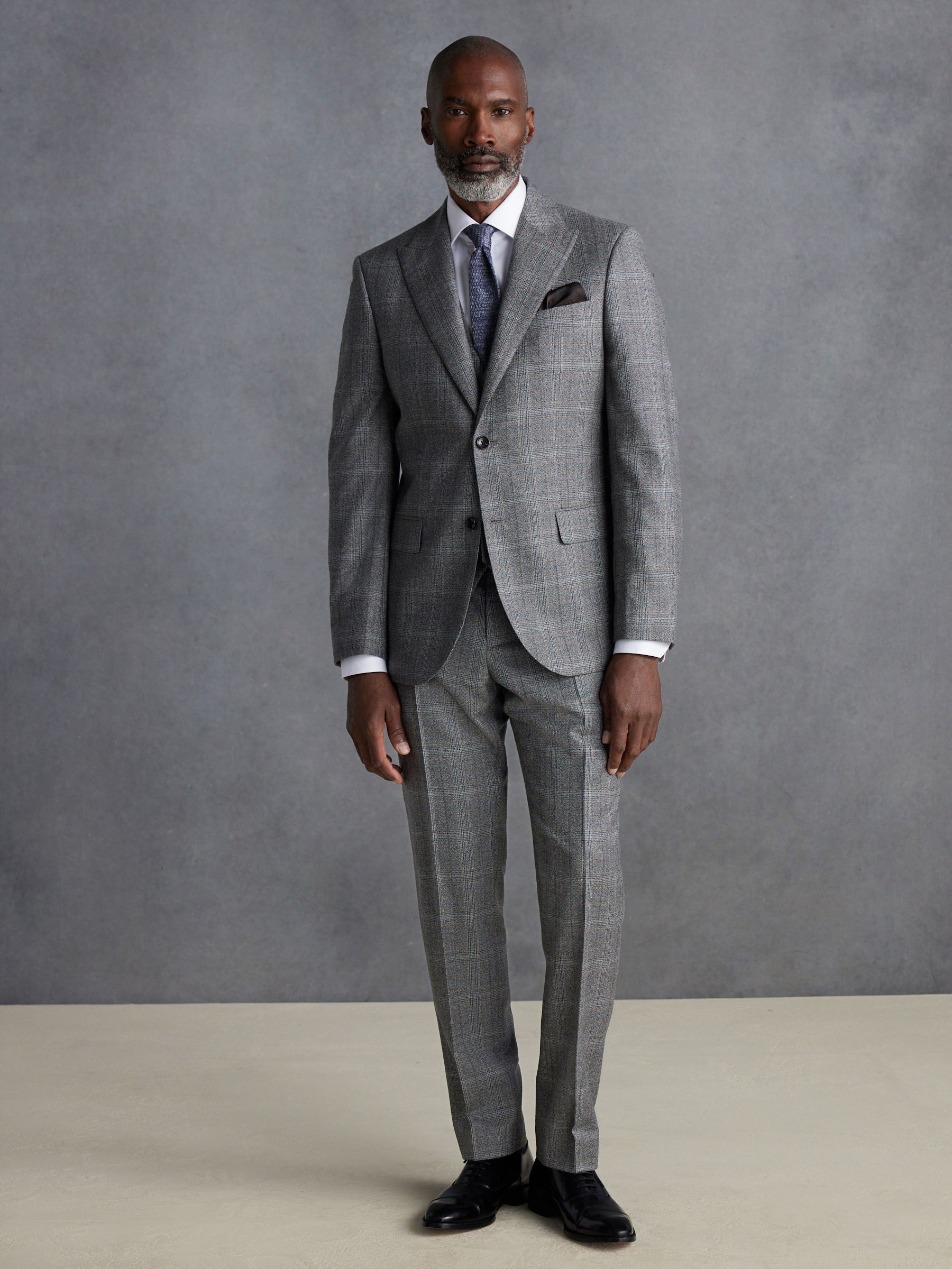 Buy Grey Signature Marzotto Check Italian Wool Suit Jacket from the ...