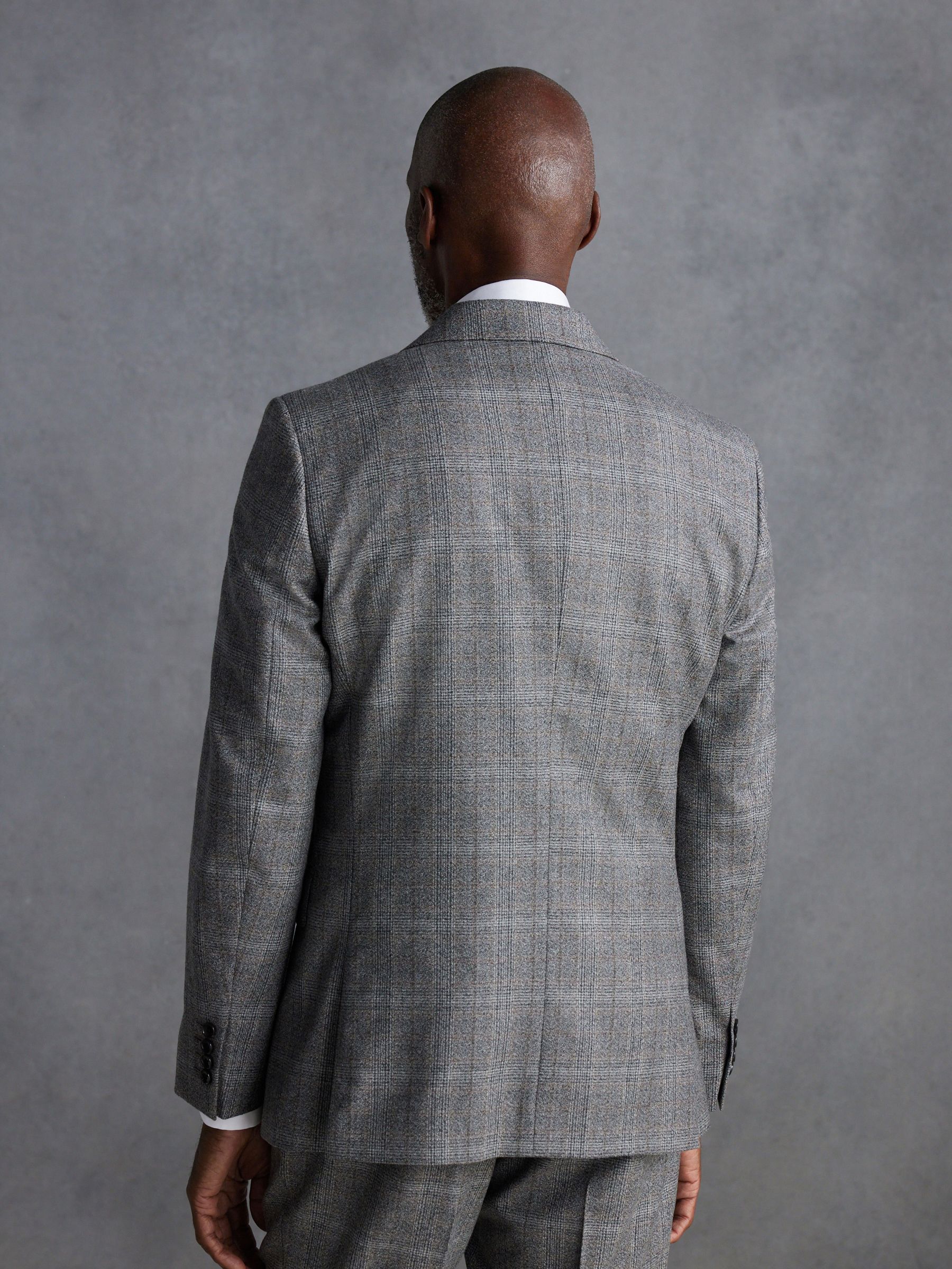 Buy Grey Signature Marzotto Check Italian Wool Suit Jacket from the ...