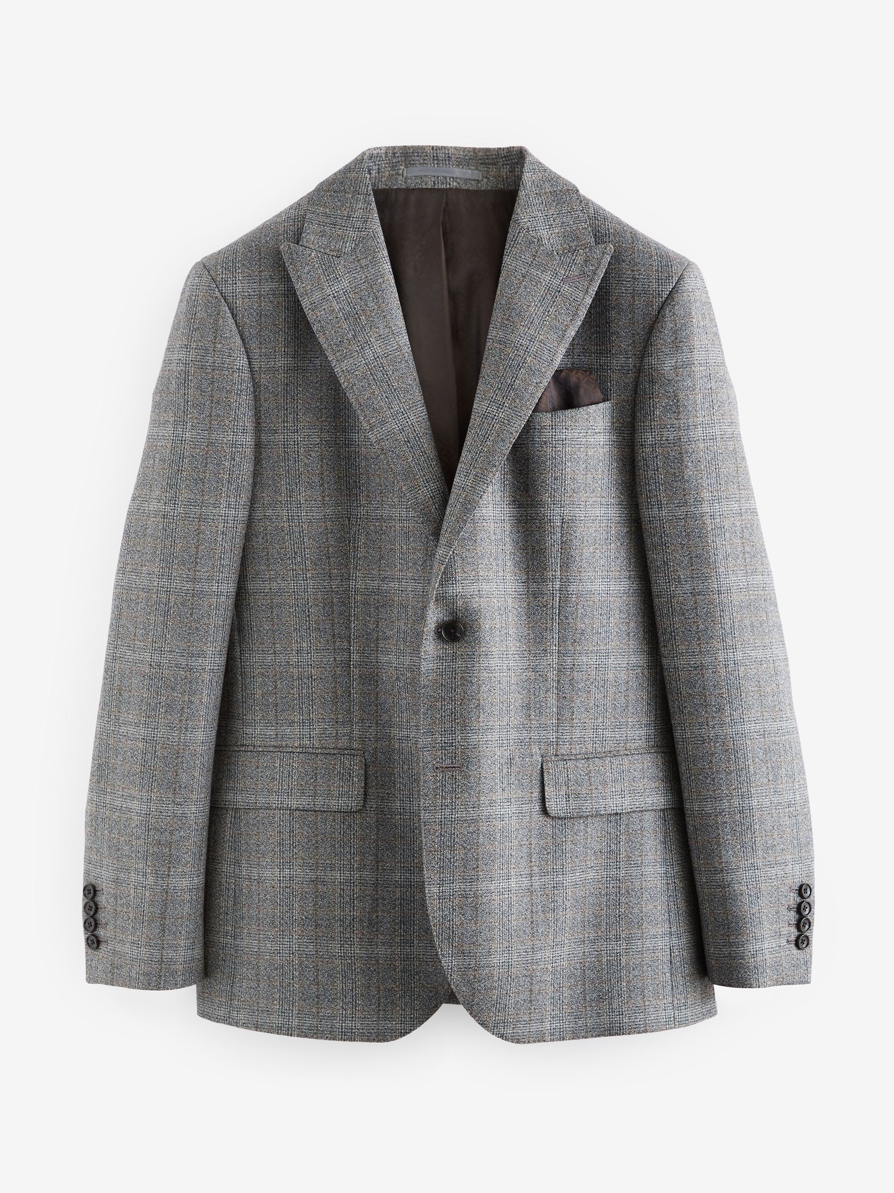Buy Grey Signature Marzotto Check Italian Wool Suit Jacket from the ...