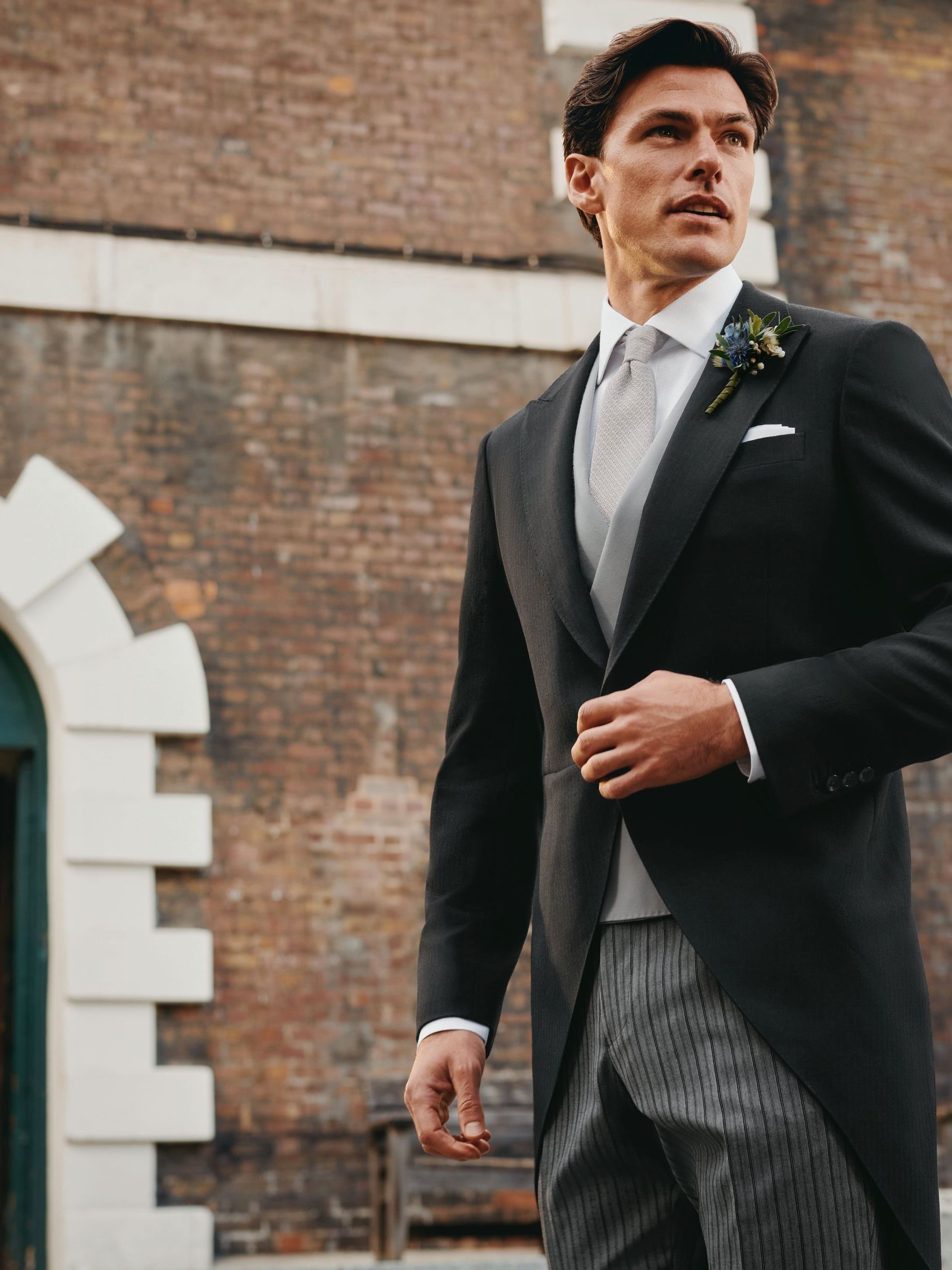 Buy Charles Tyrwhitt Black Slim Fit Herringbone Morning Suit: Tailcoat ...