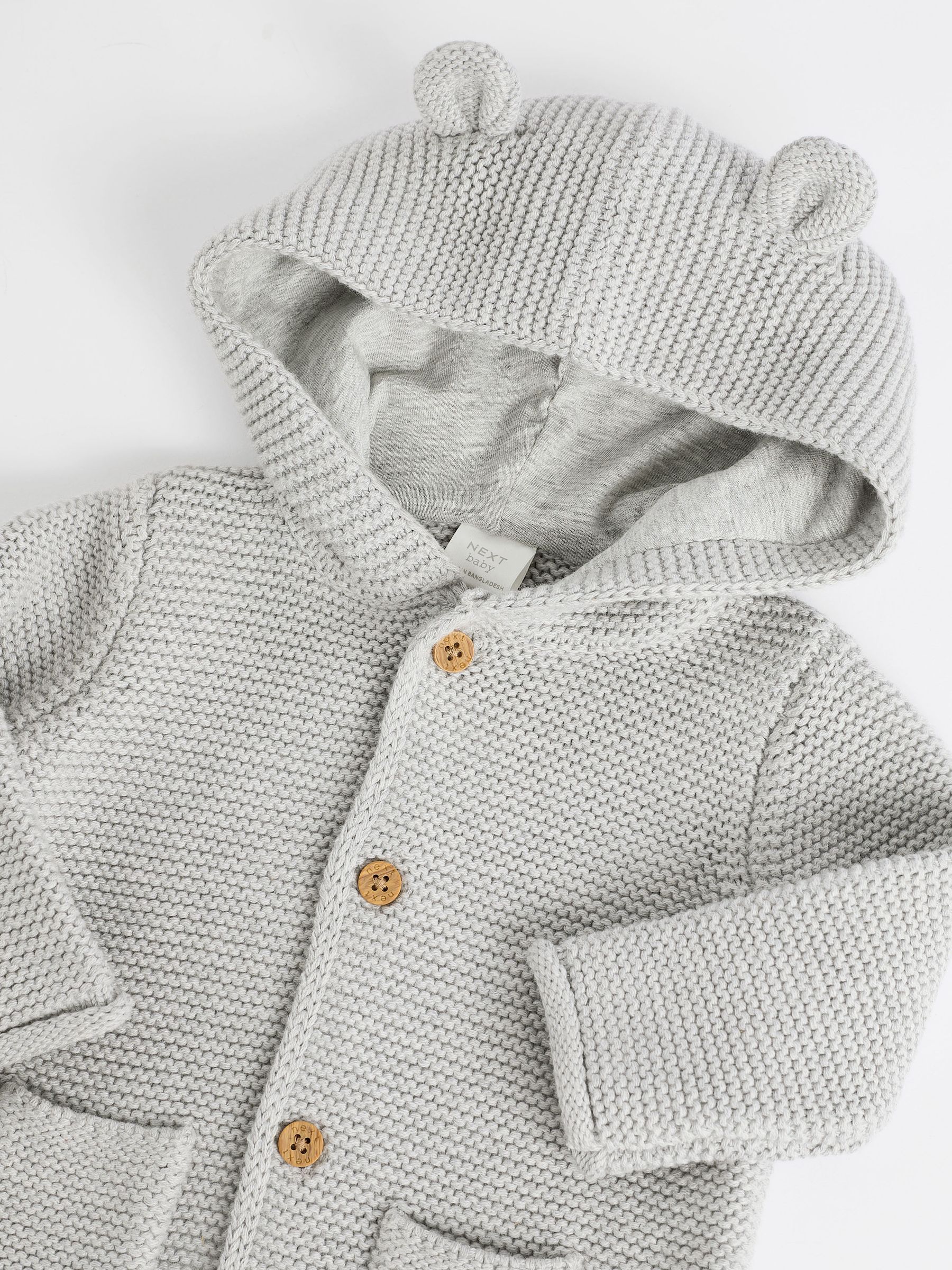 Buy Grey Knitted Hooded Baby Cardigan from Next Australia