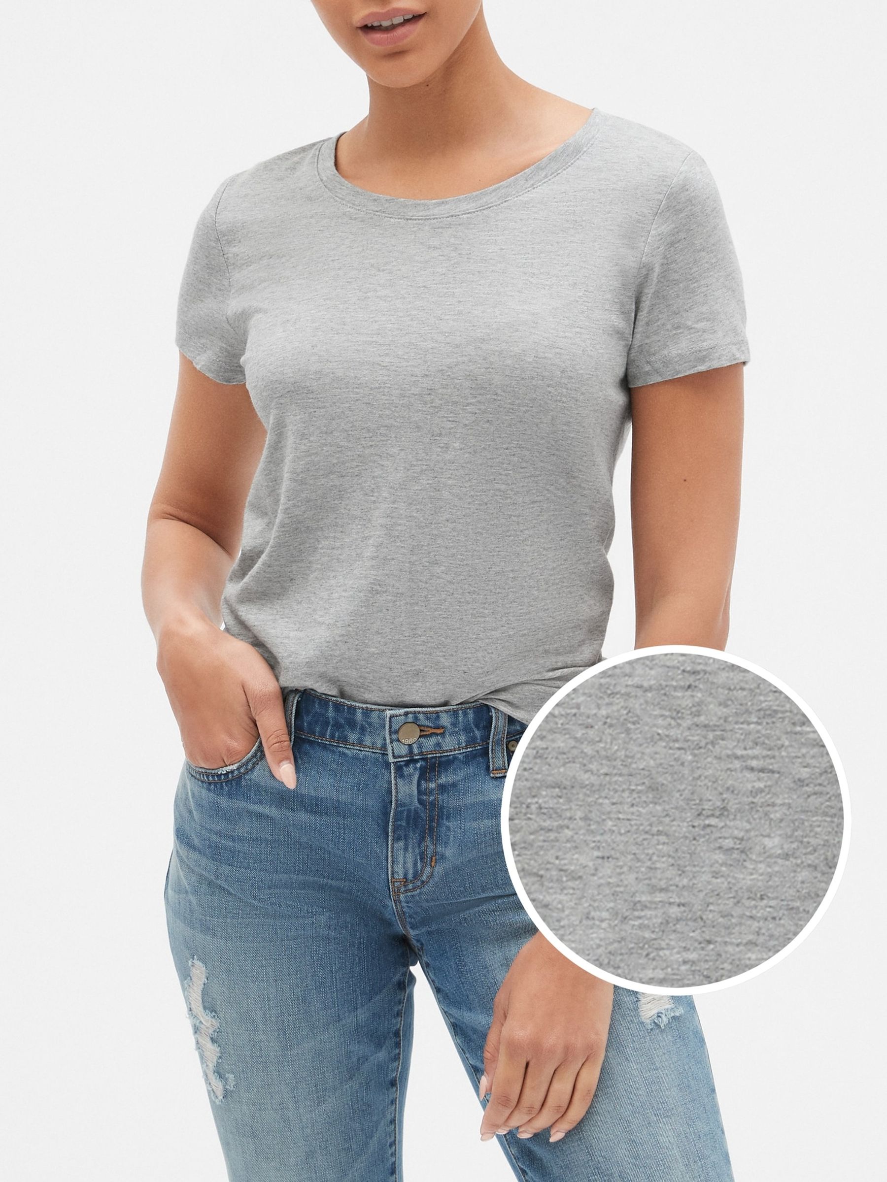 Buy Gap Light Grey Crew Neck Favourite Cotton-Modal Short Sleeve T ...