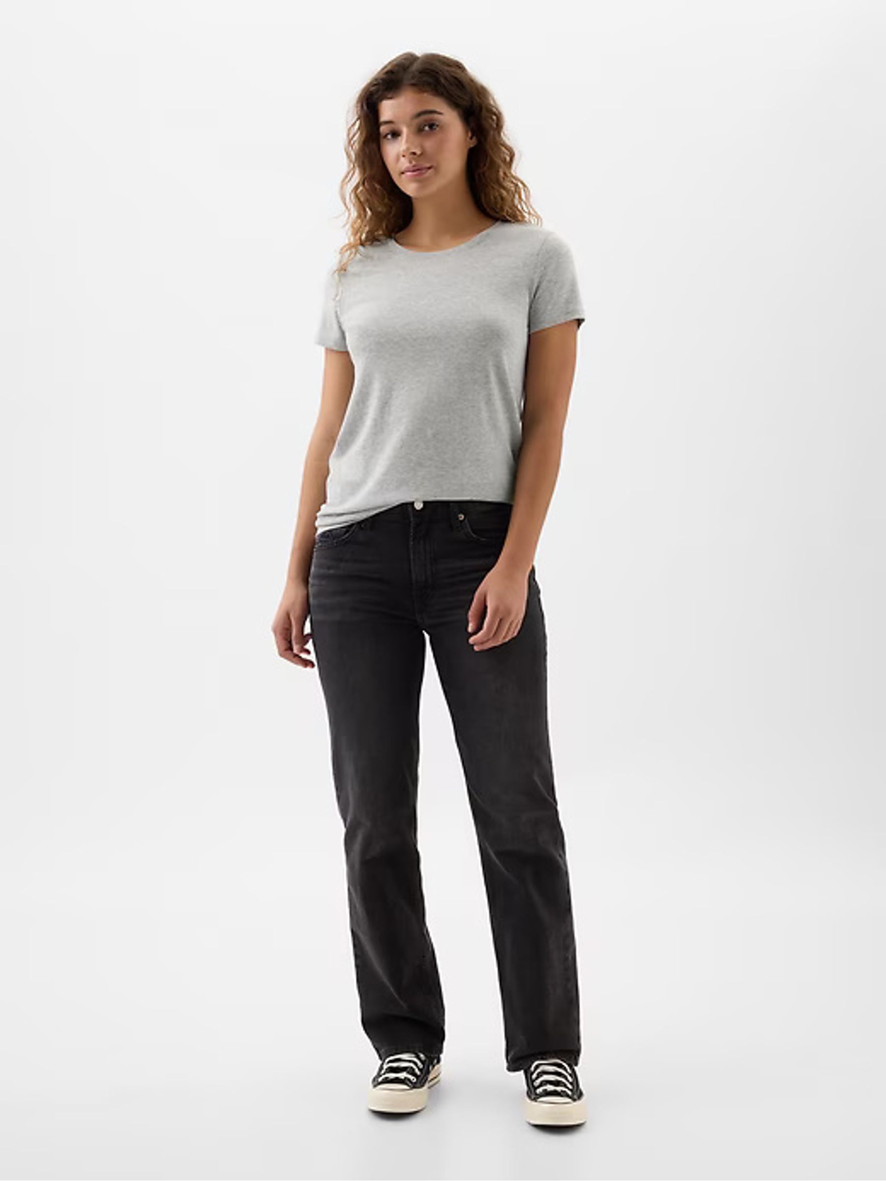 Buy Gap Light Grey Crew Neck Favourite Cotton-Modal Short Sleeve T ...