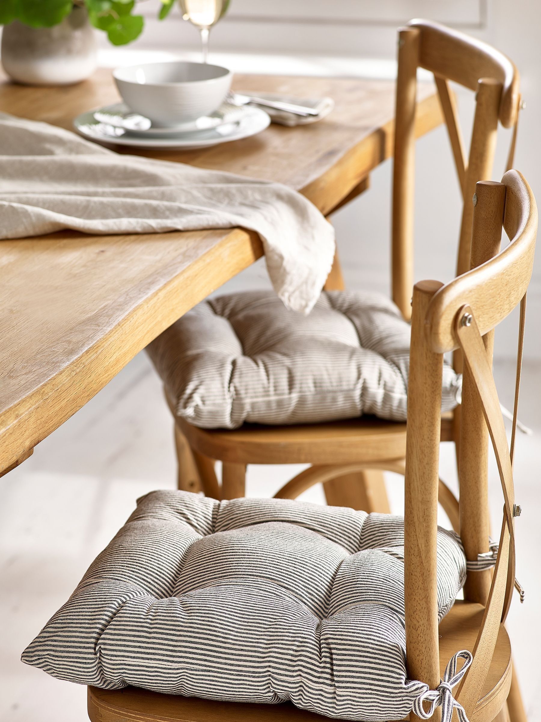 Buy Grey Bronx Stripe Set of 2 Chair Dining Bench Seat Cushions from ...