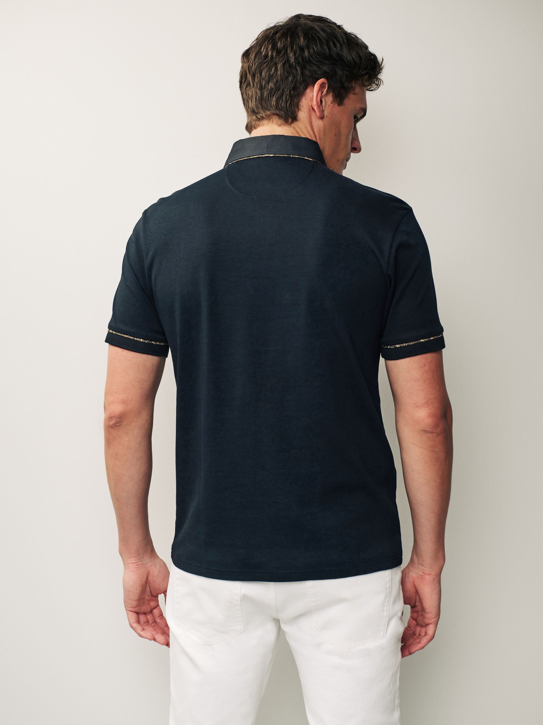 Buy Black/Gold Short Sleeve Smart Collar Polo Shirt from Next Australia