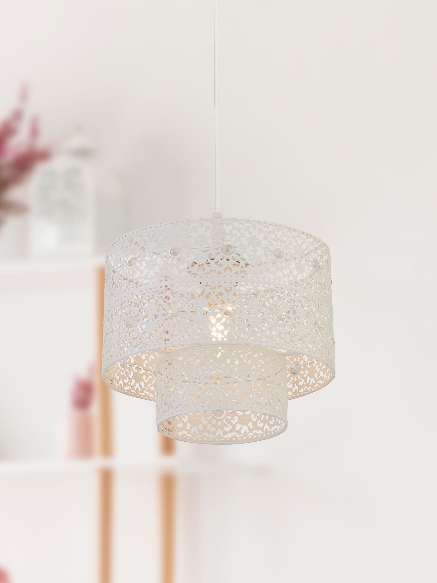 Buy Searchlight Cream Painted Amelia Double Layer Easy Fit Shade from ...