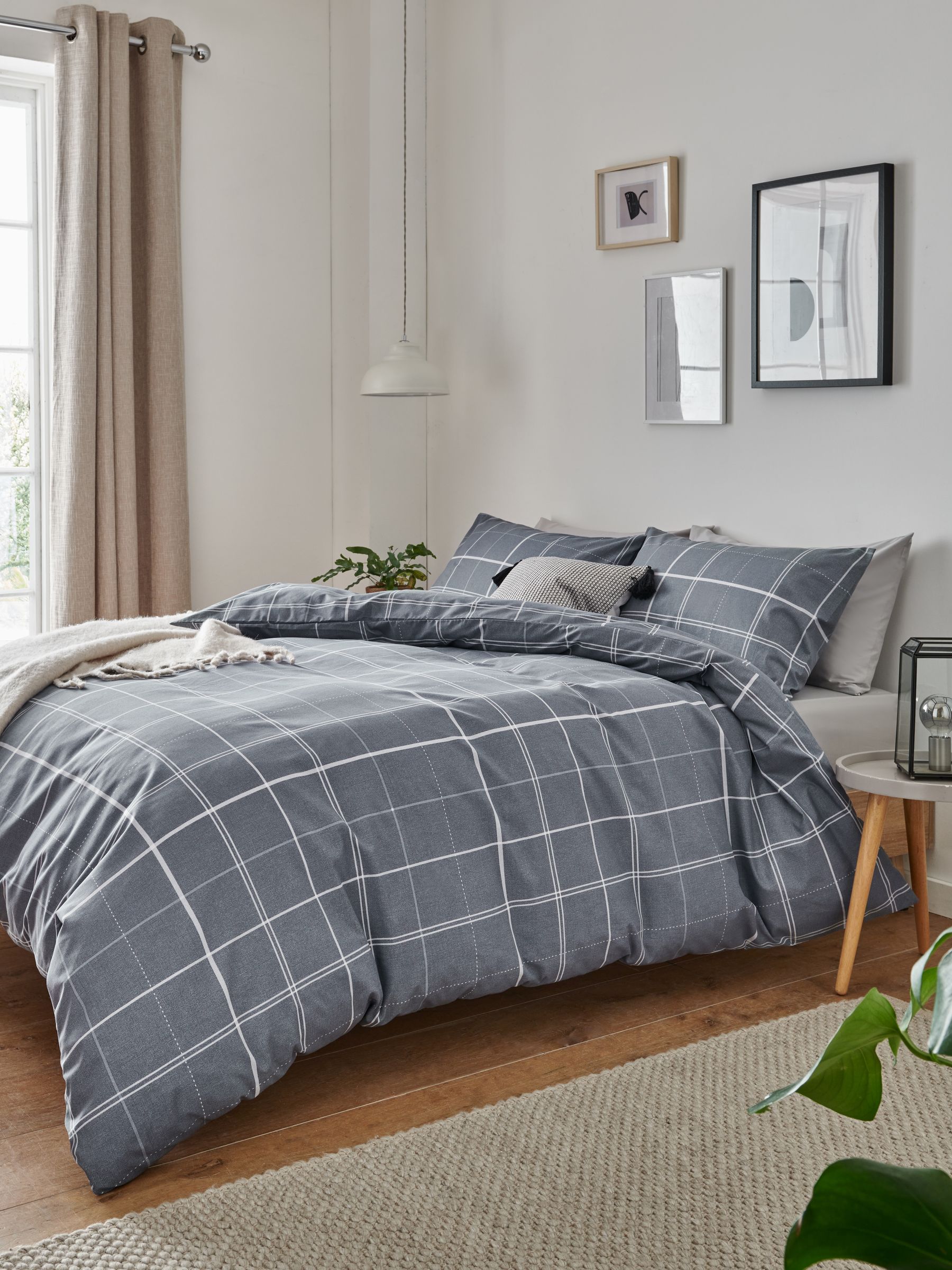 Buy Slate Grey Check Duvet Cover and Pillowcase Set from the Next UK ...