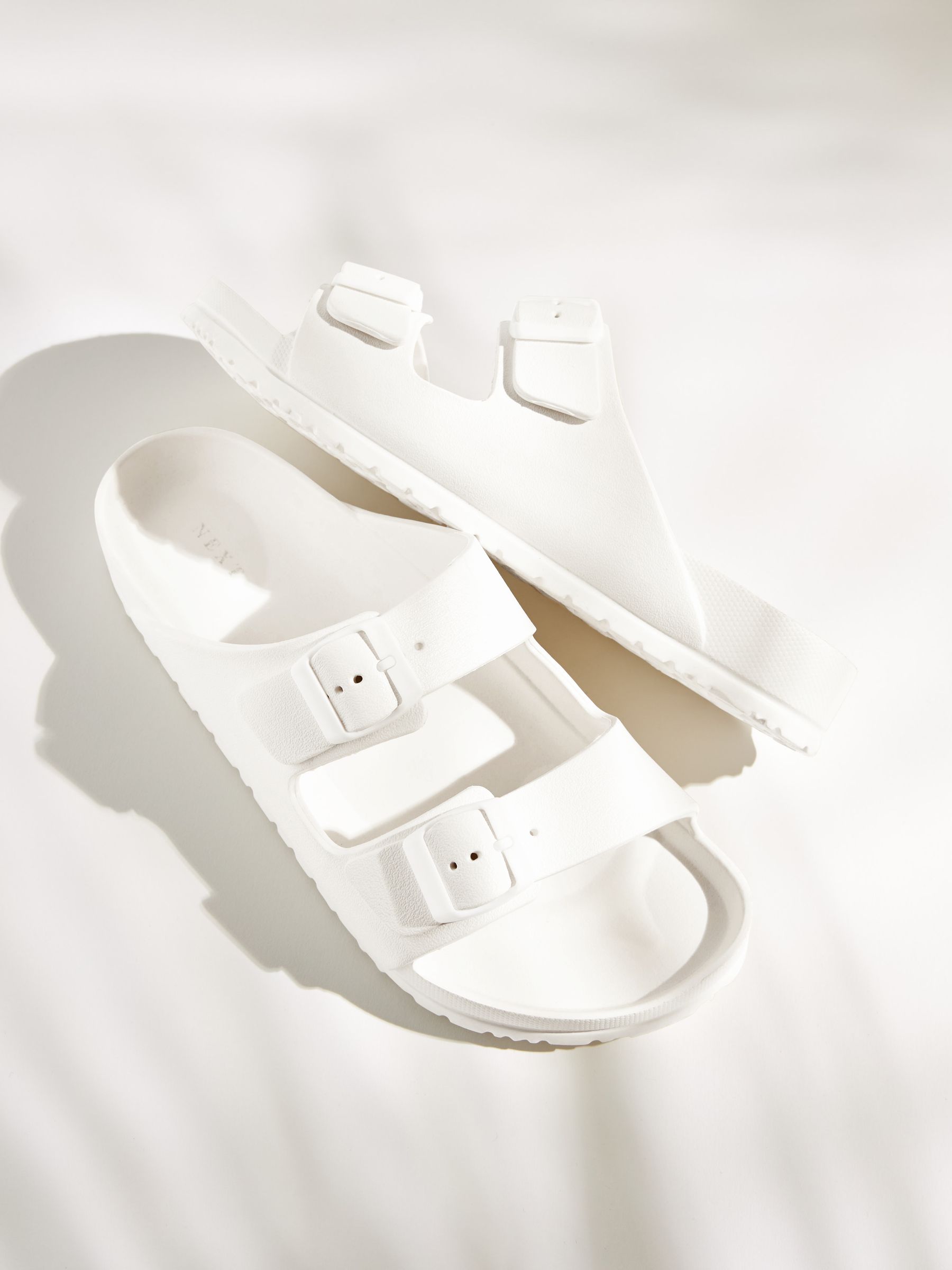 Buy White EVA Double Strap Flat Slider Sandals With Adjustable Buckles ...