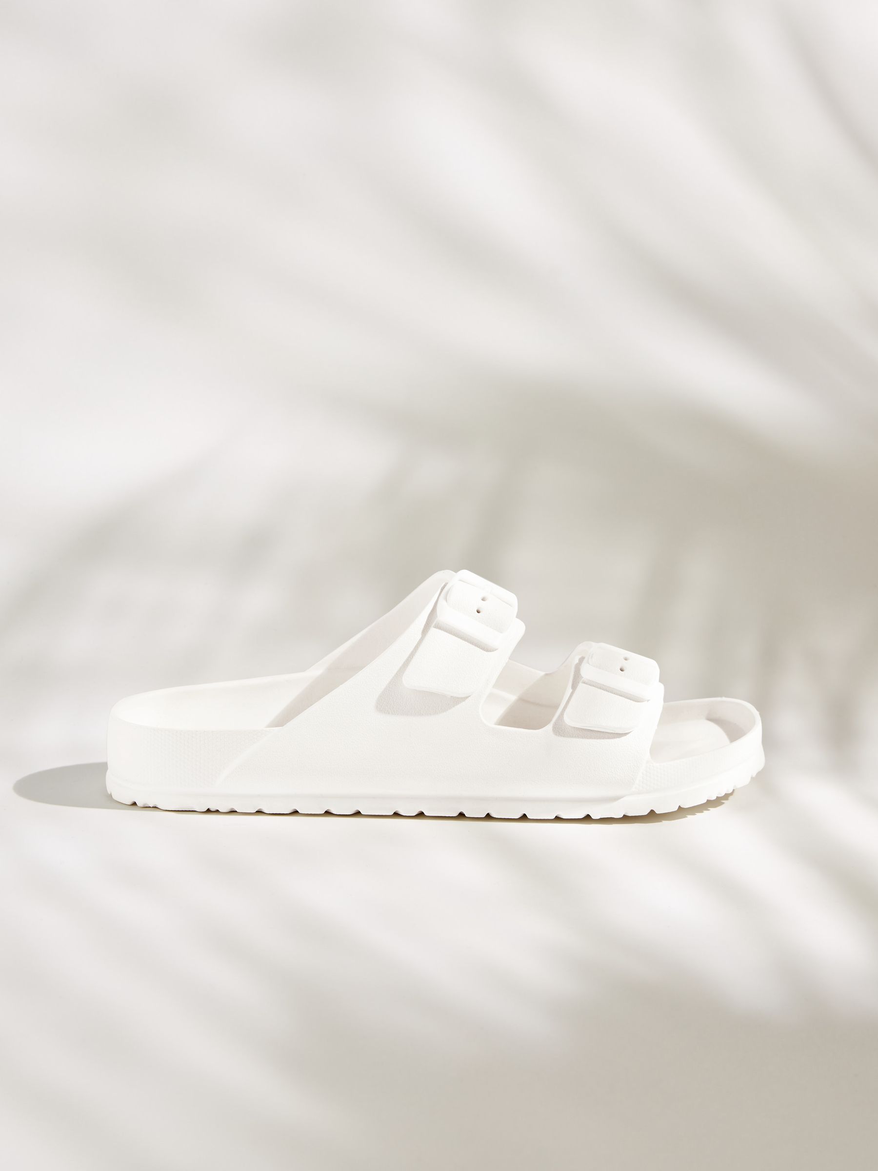 Buy White EVA Double Strap Flat Slider Sandals With Adjustable Buckles ...