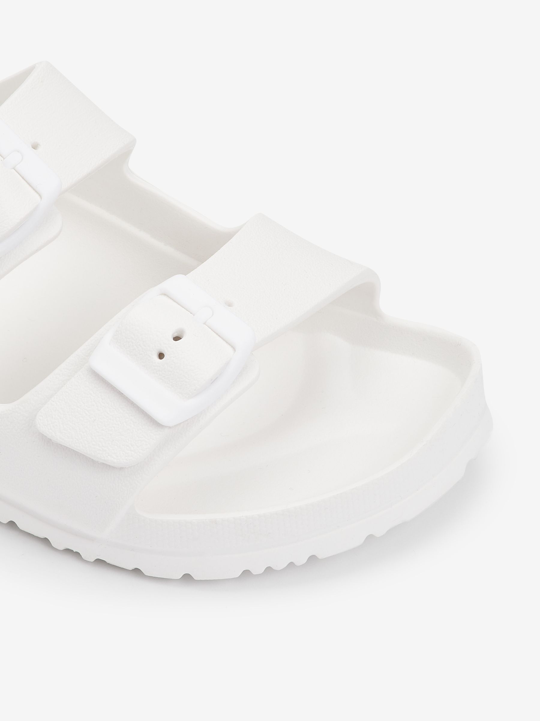 Buy White EVA Double Strap Flat Slider Sandals With Adjustable Buckles ...