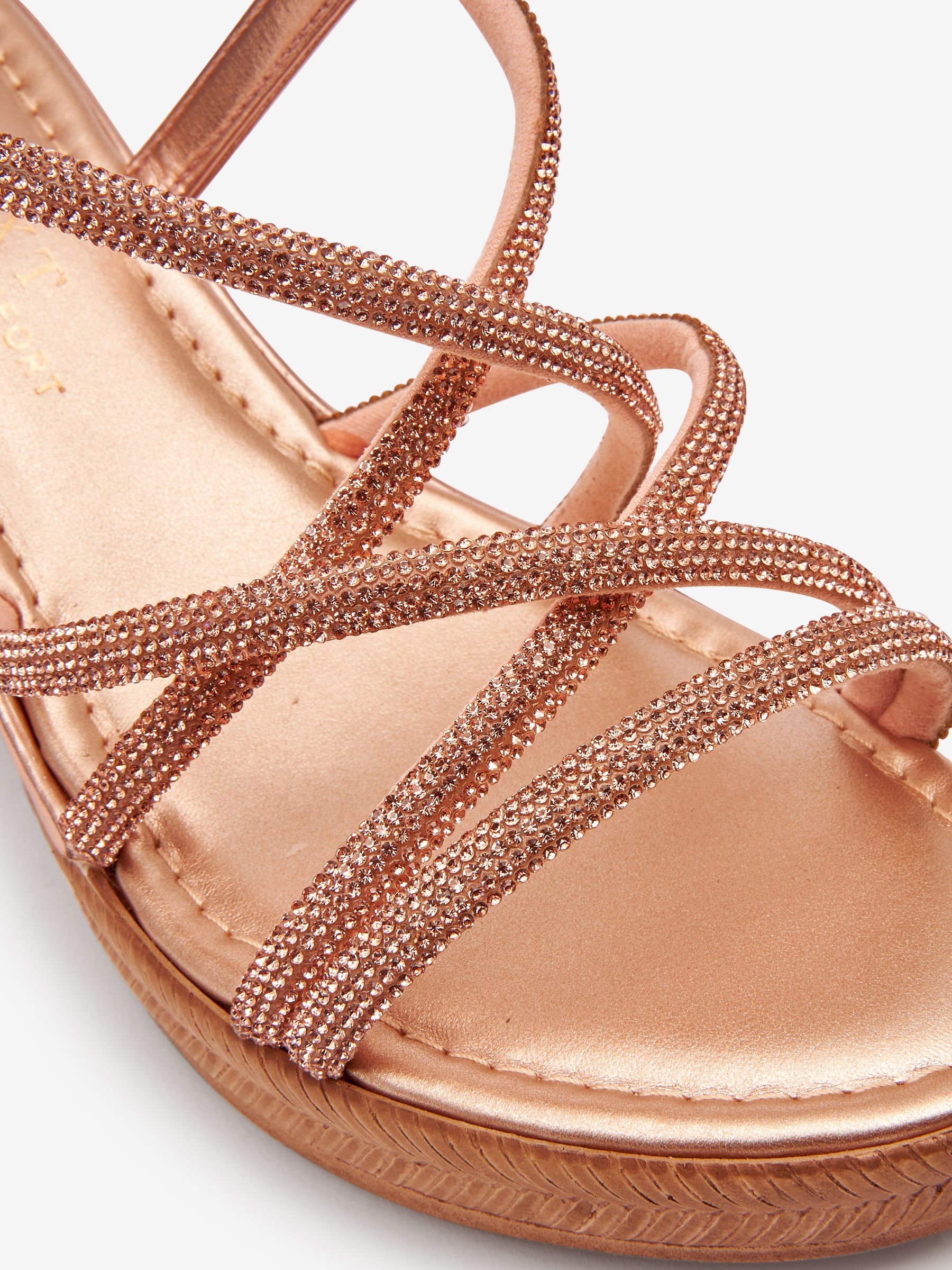 Buy Rose Gold Forever Comfort® Tubular Bling Asymmetric Wedges from the ...