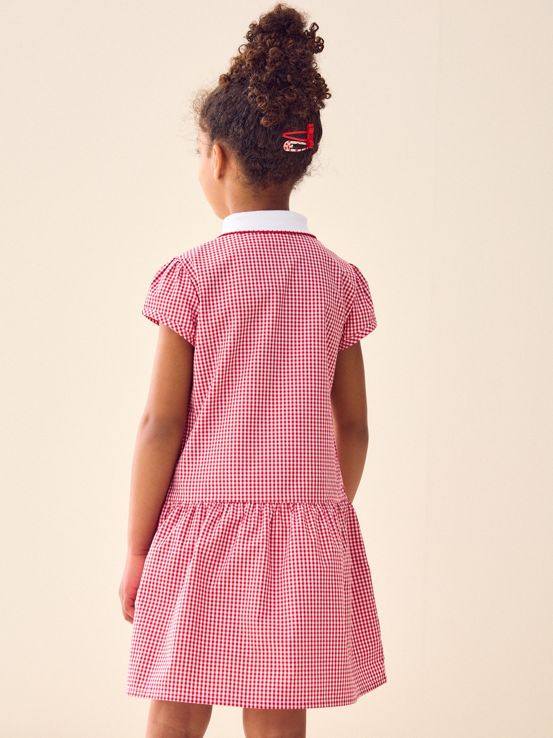 Buy Red Zip Front Cotton Rich Gingham School Dress (3-14yrs) from the ...