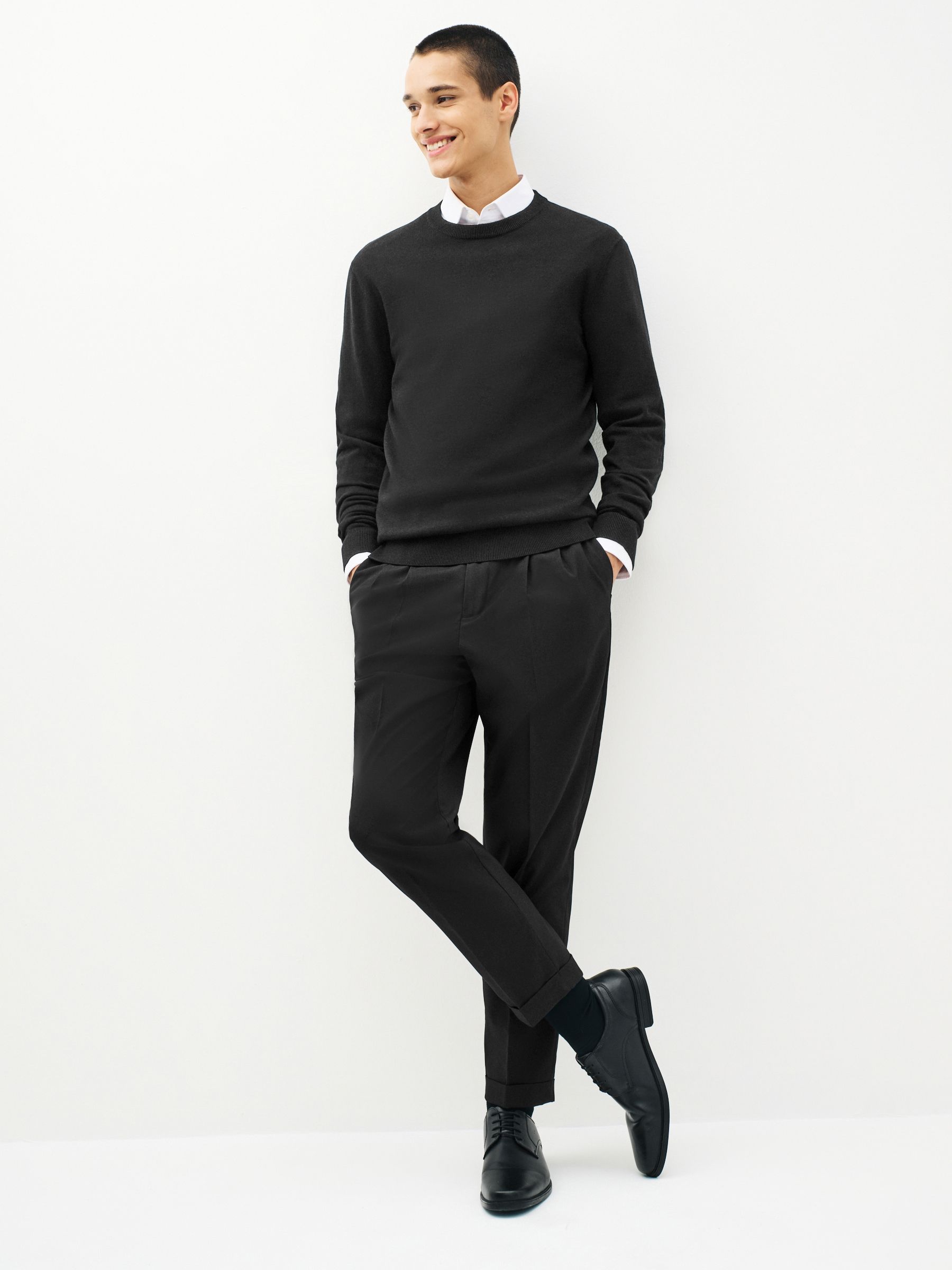 Buy Black Regular Fit Pure Cotton Crew Jumper from the Next UK online shop