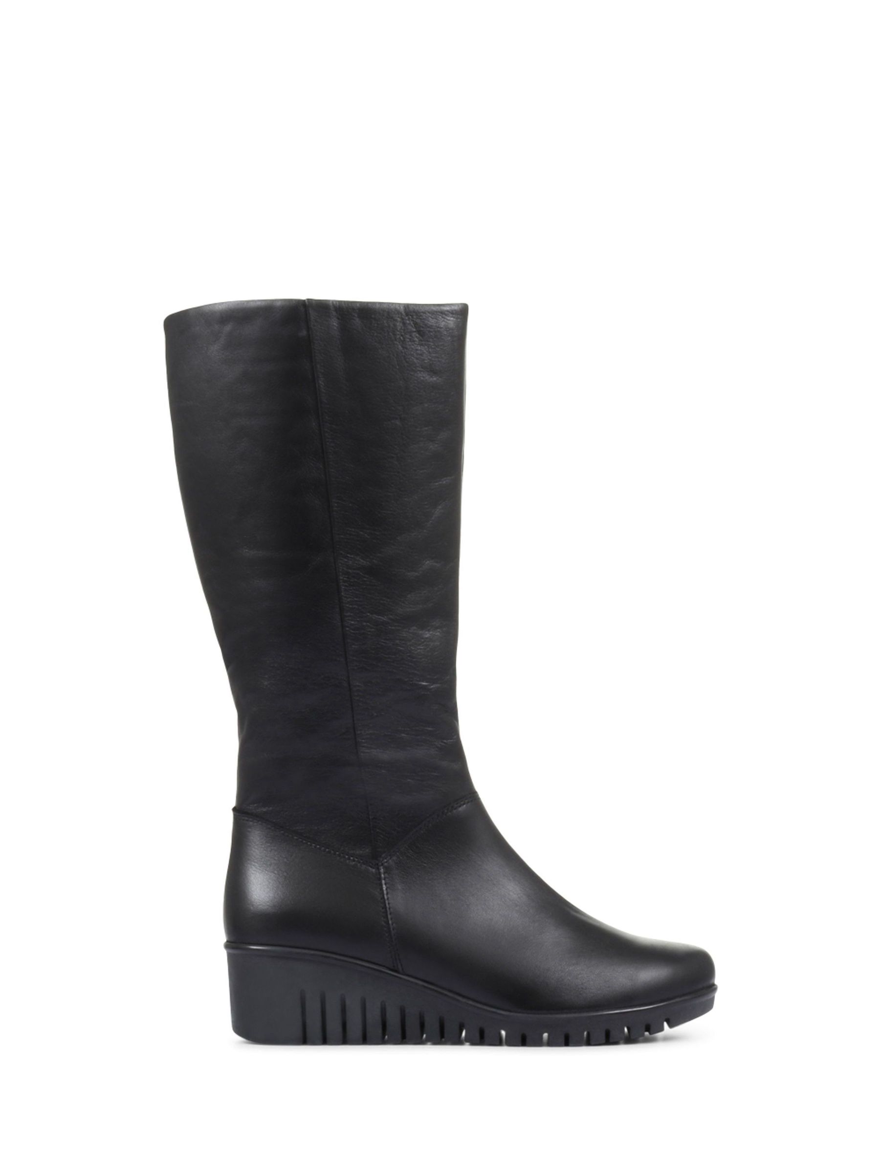 Buy Pavers Black Ladies Leather Wedge Knee High Boots from Next Ireland