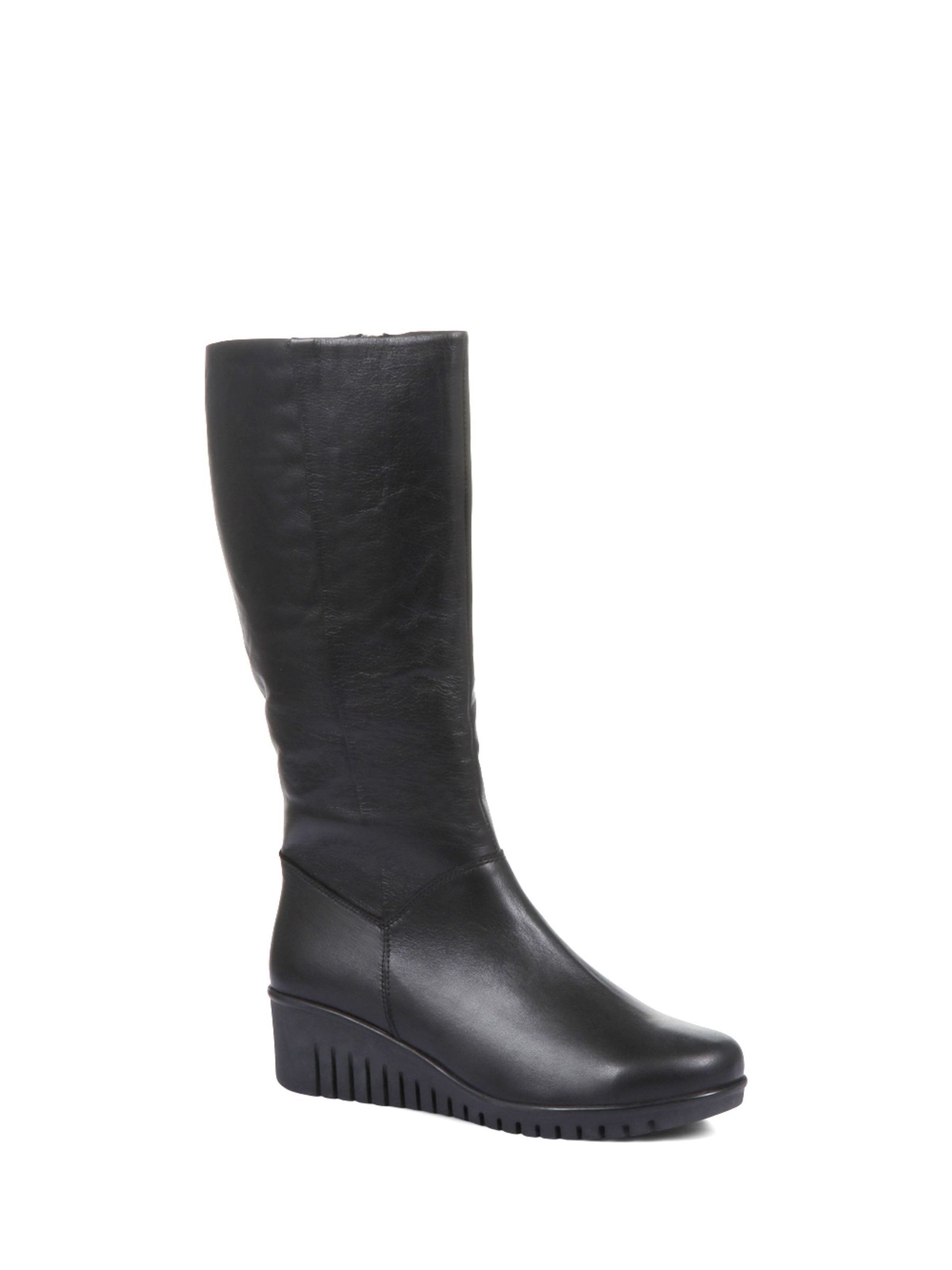 Buy Pavers Black Ladies Leather Wedge Knee High Boots from Next Ireland