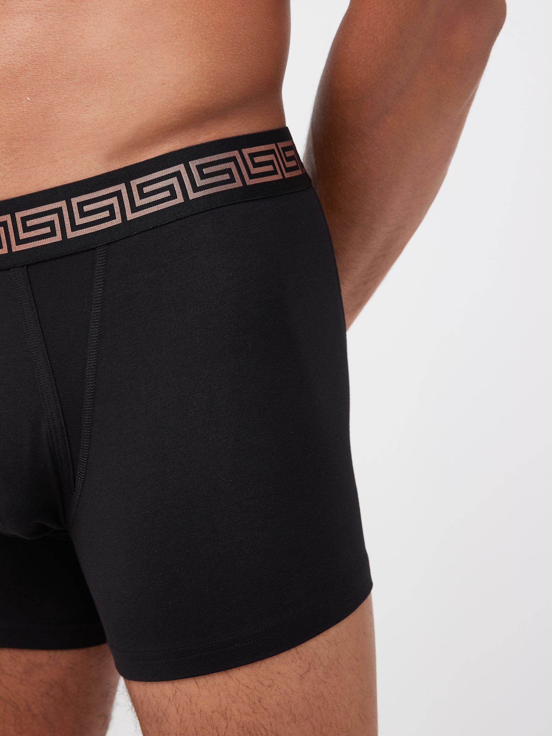 Buy Black Metallic Pattern Waistband 4 pack A-Front Cotton Rich Boxers ...