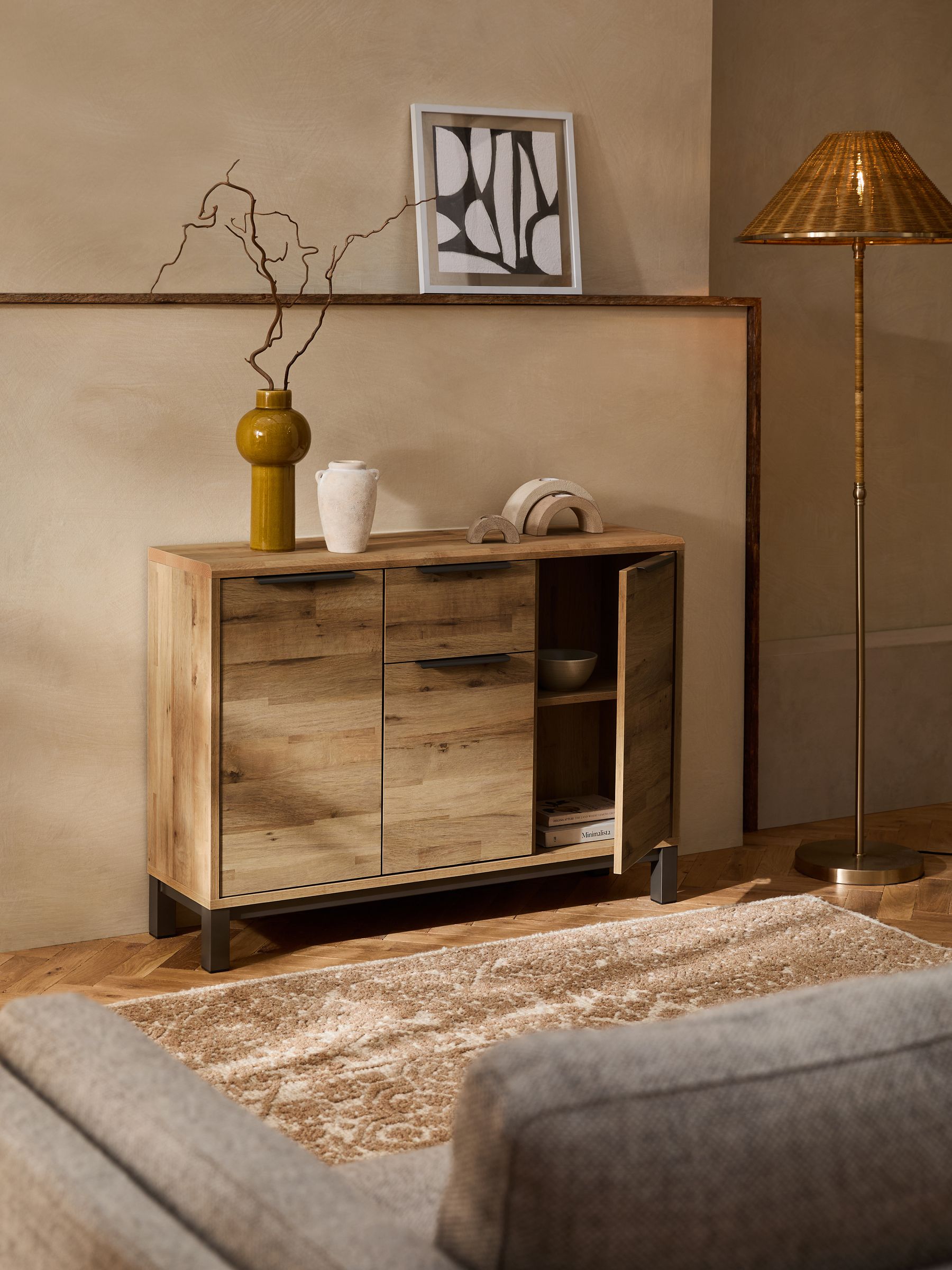 Buy Dark Bronx Oak Effect Slim Large Sideboard from the Next UK online shop