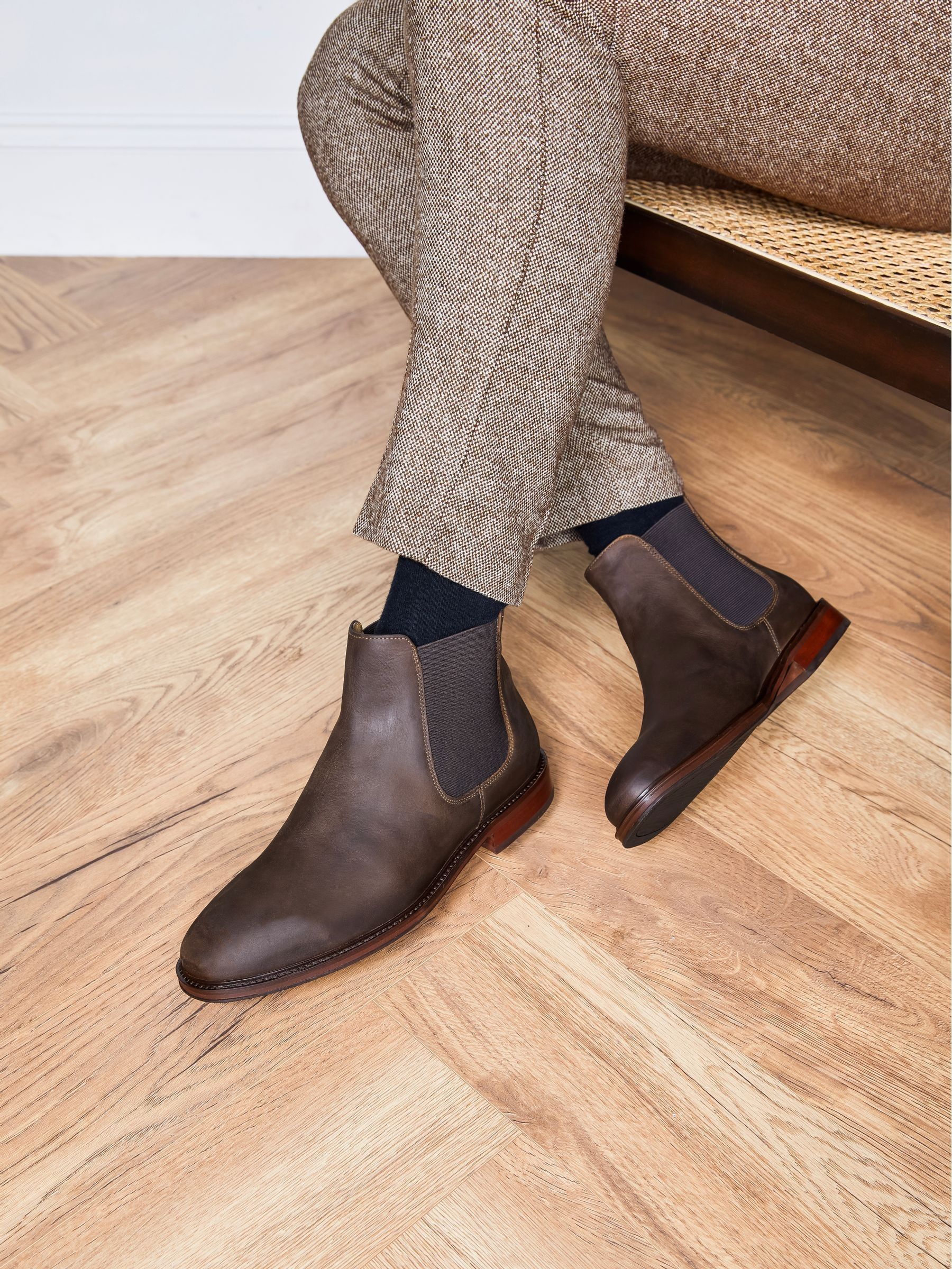 Buy Jones Bootmaker Brown Mens Debden Leather Chelsea Boots from the ...