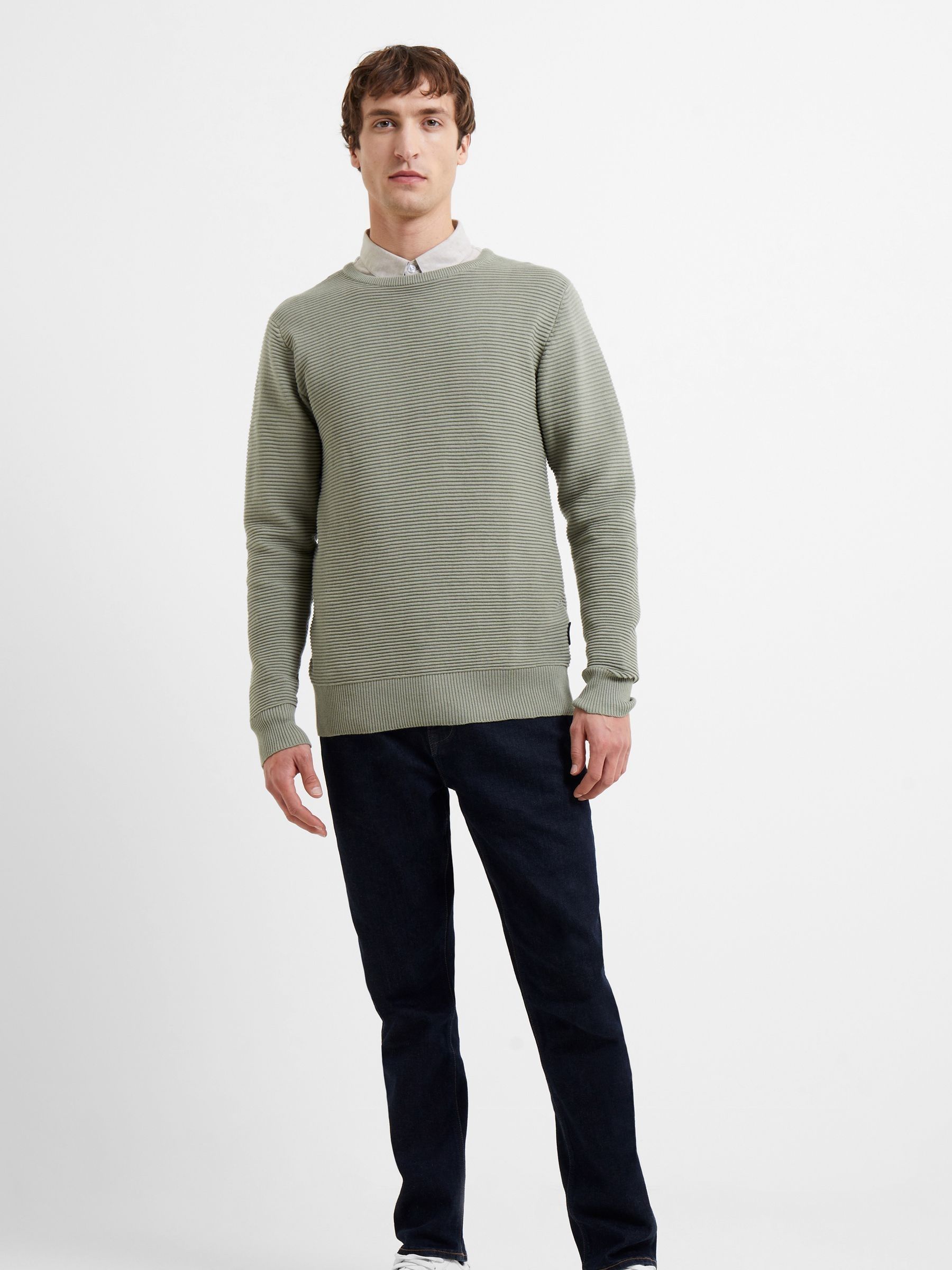 Buy French Connection Green Shadow Ottoman 100% Cotton Crew Neck Jumper ...