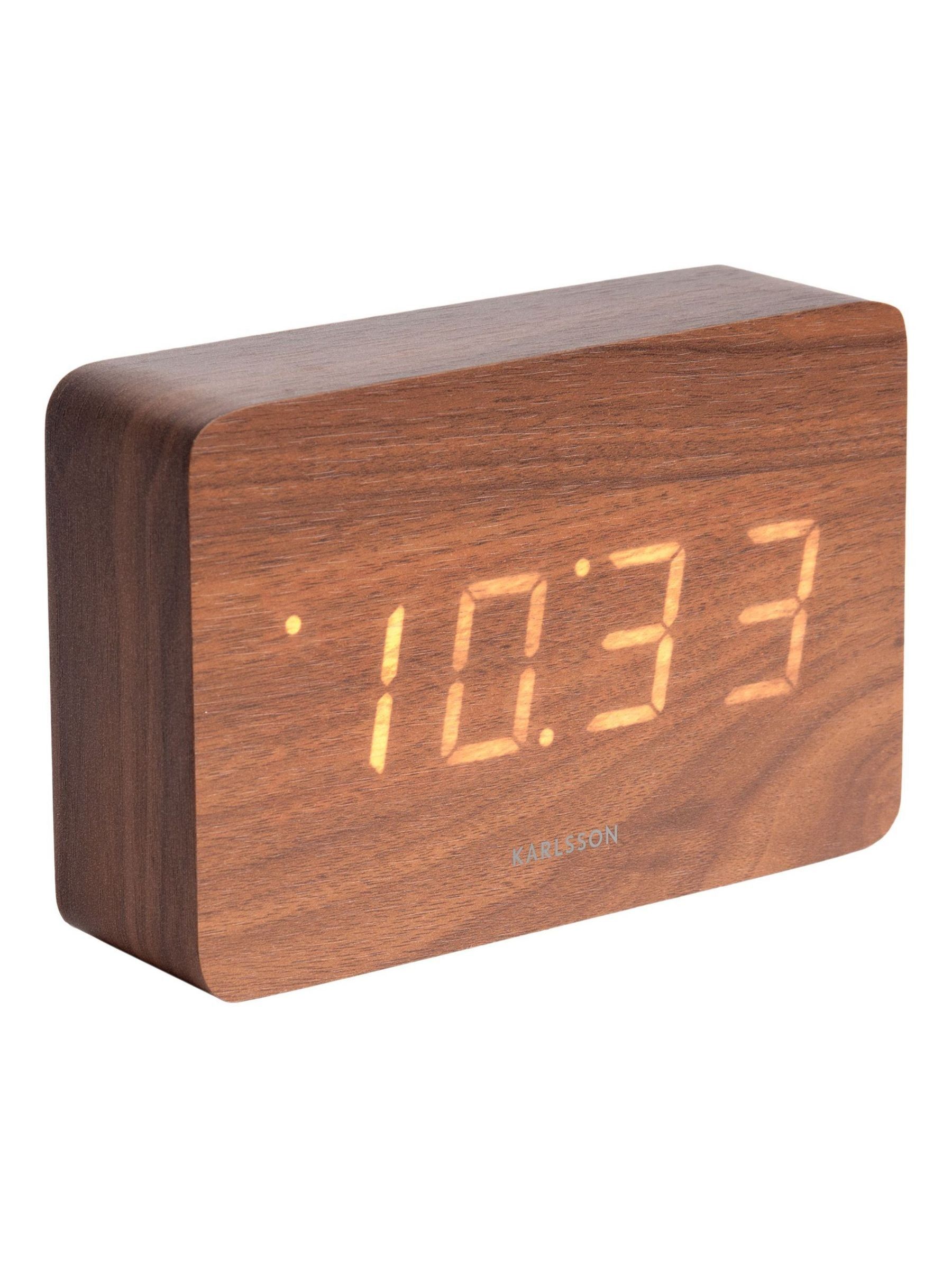Buy Karlsson White Dark Wood Veneer Square Digital Alarm Clock from the ...