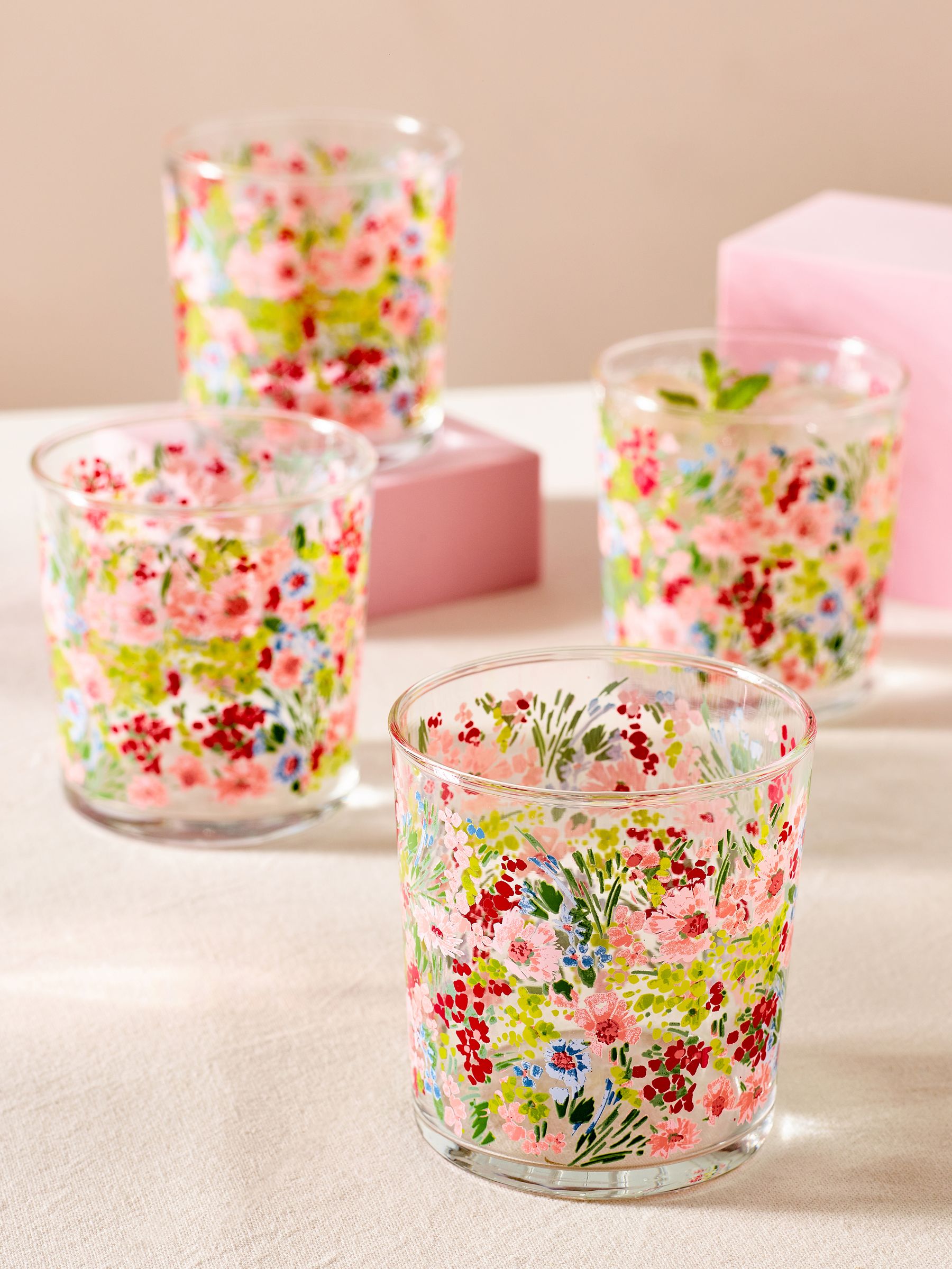 Buy Pink Lisse Floral Set of 4 Short Tumbler Glasses from the Next UK ...