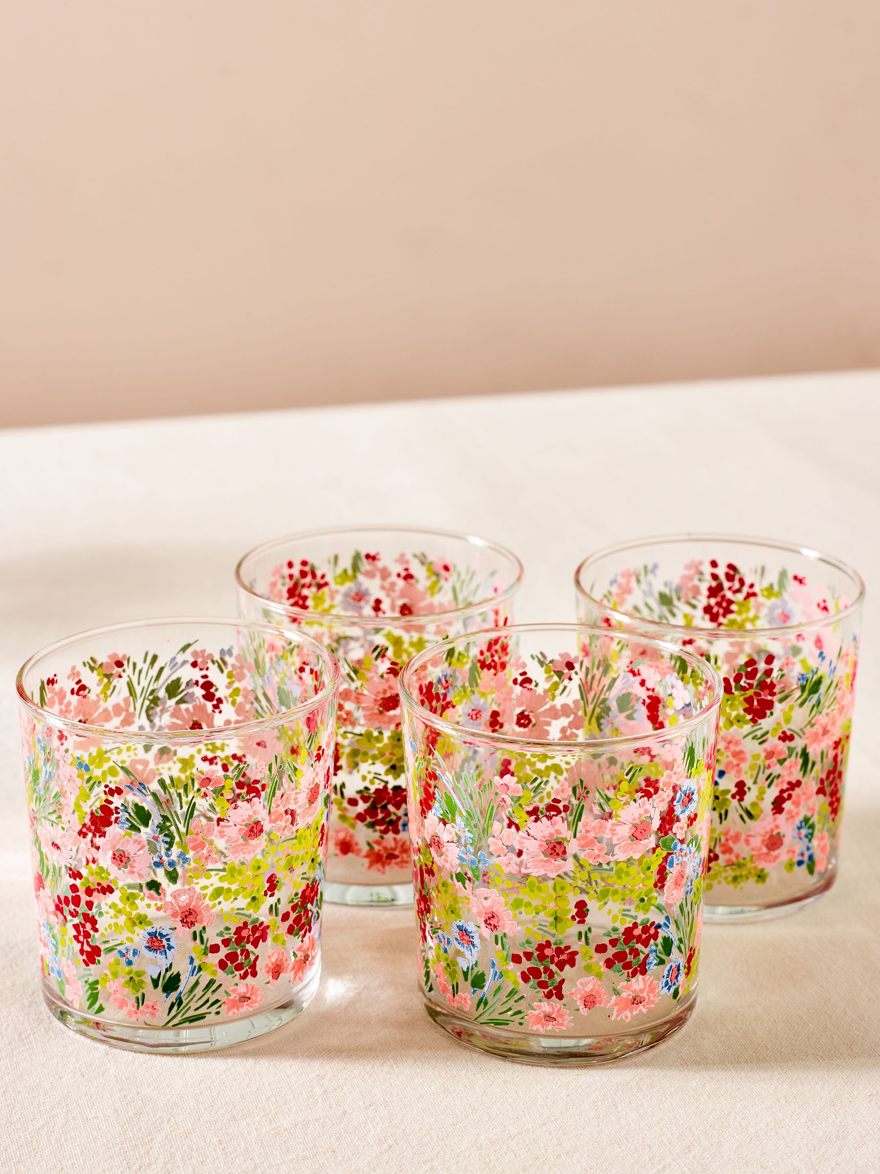 Buy Pink Lisse Floral Set of 4 Short Tumbler Glasses from the Next UK ...