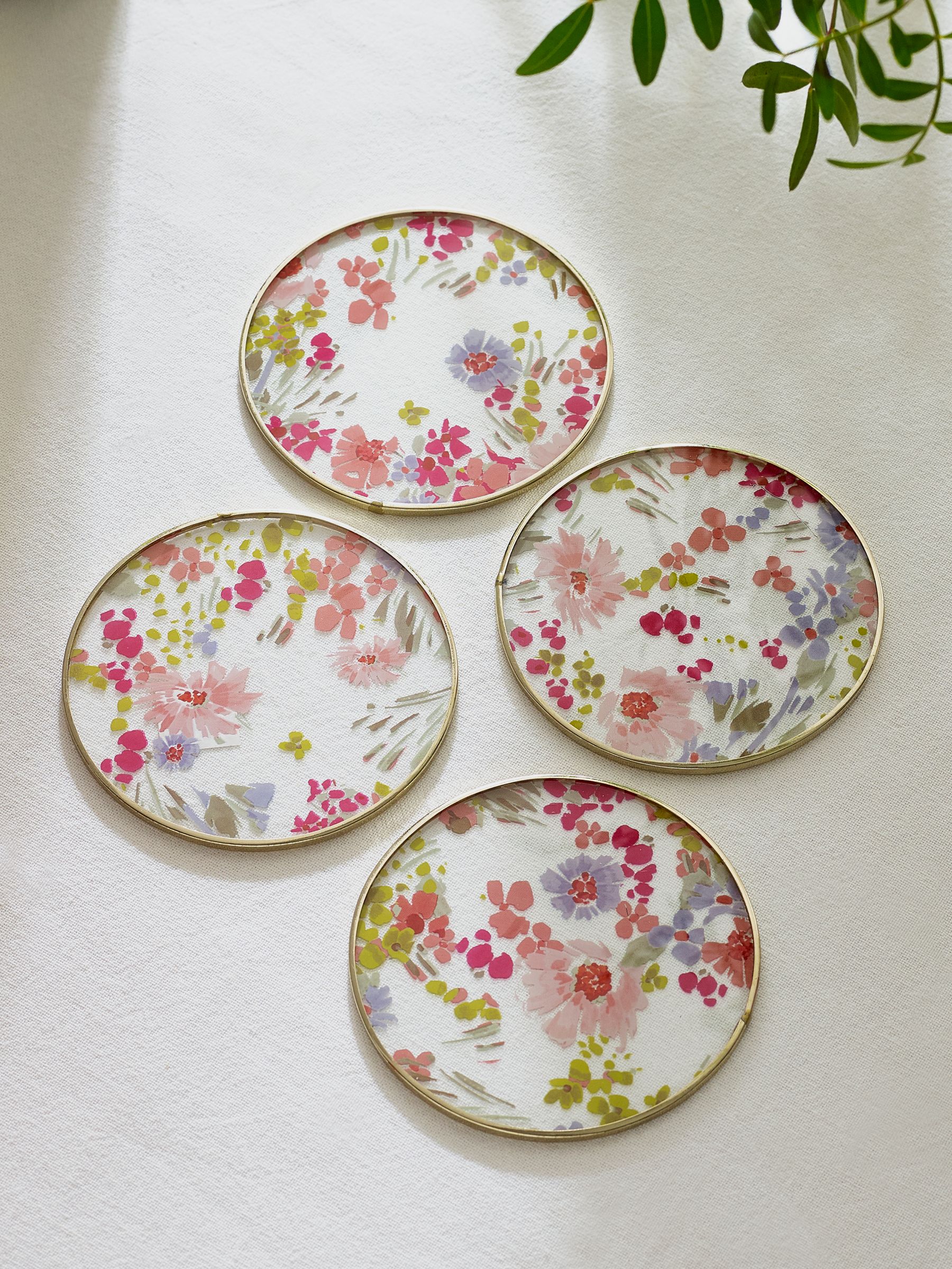 Buy Set of 4 Pink Lisse Floral Glass Coasters from the Next UK online shop