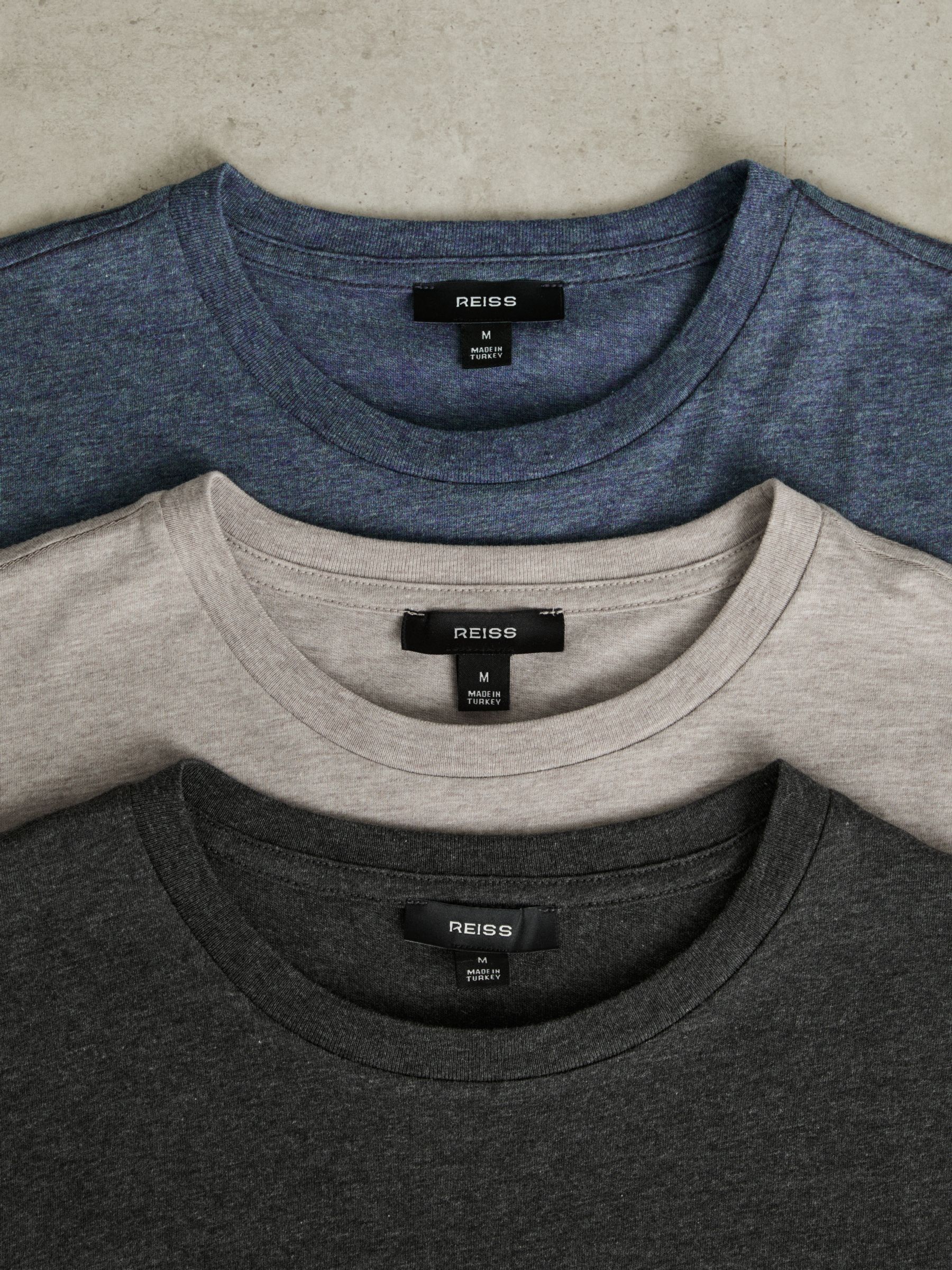 Buy Reiss Multi Melange Bless 3 Pack Cotton Crew-Neck Tailored-Fit T ...