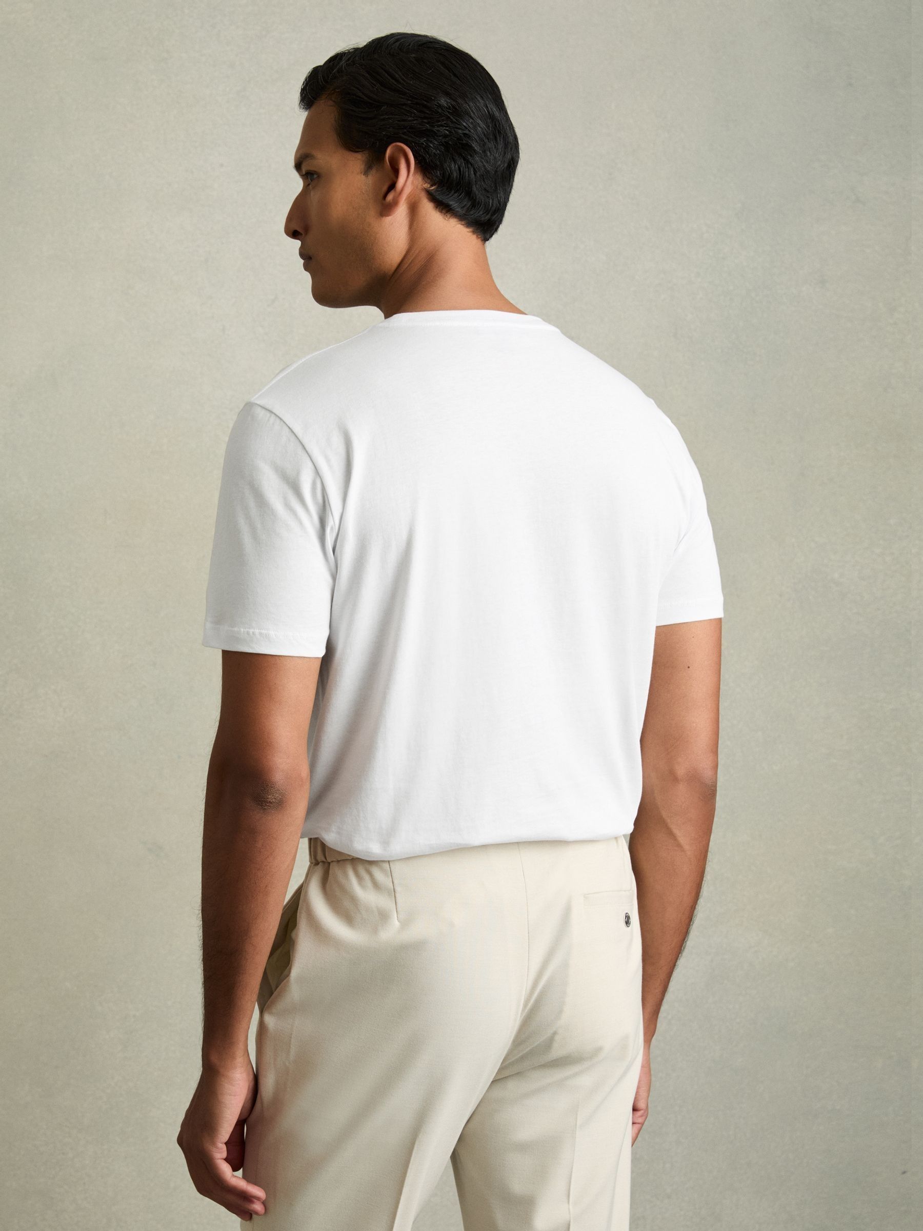 Buy Reiss White Bless 3 Pack Cotton Crew-Neck Tailored-Fit T-Shirts 3 ...